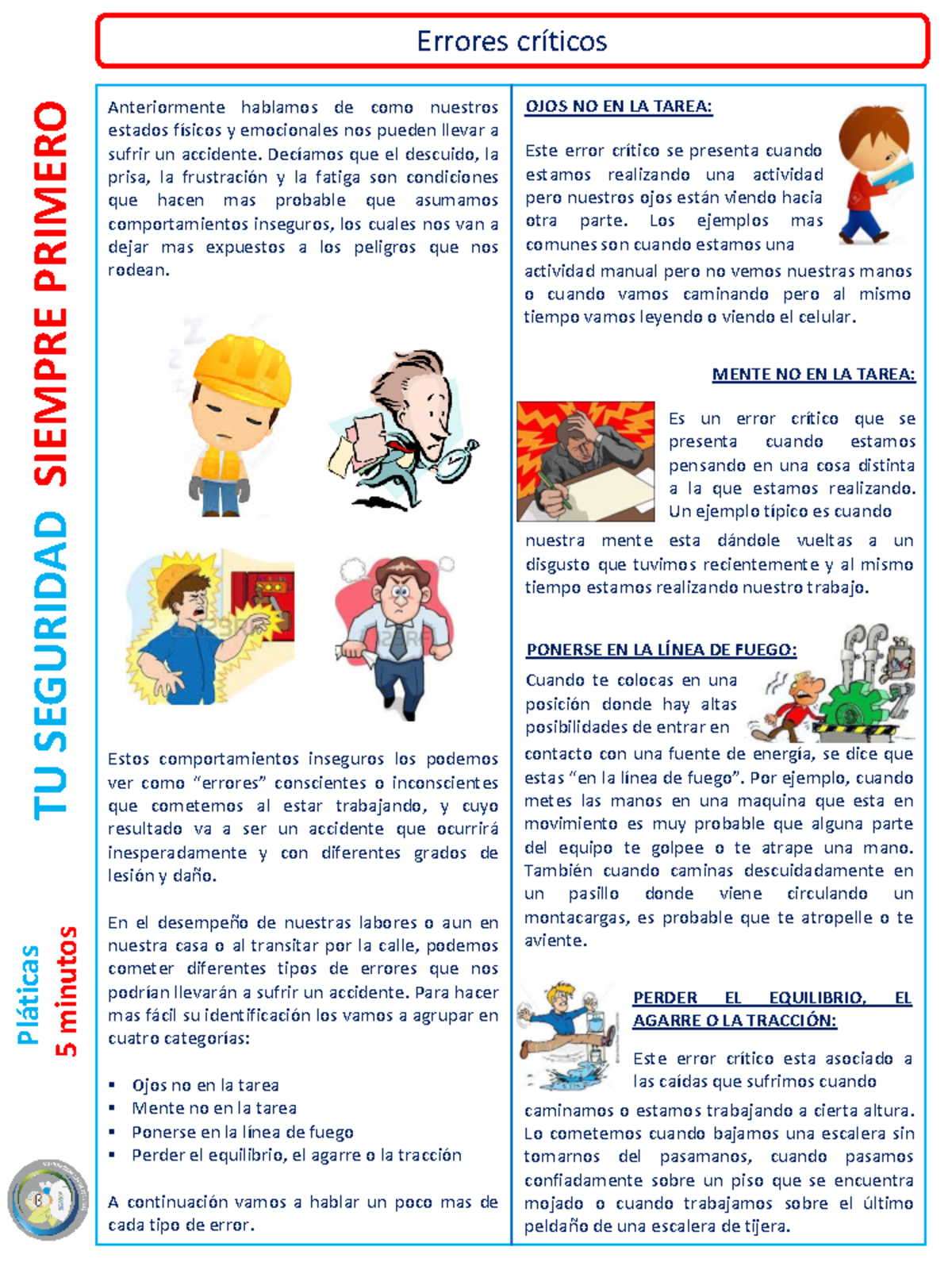 Charla 5 Minutos Errores Criticos - TU SEGURIDAD SIEMPRE PRIMERO ...