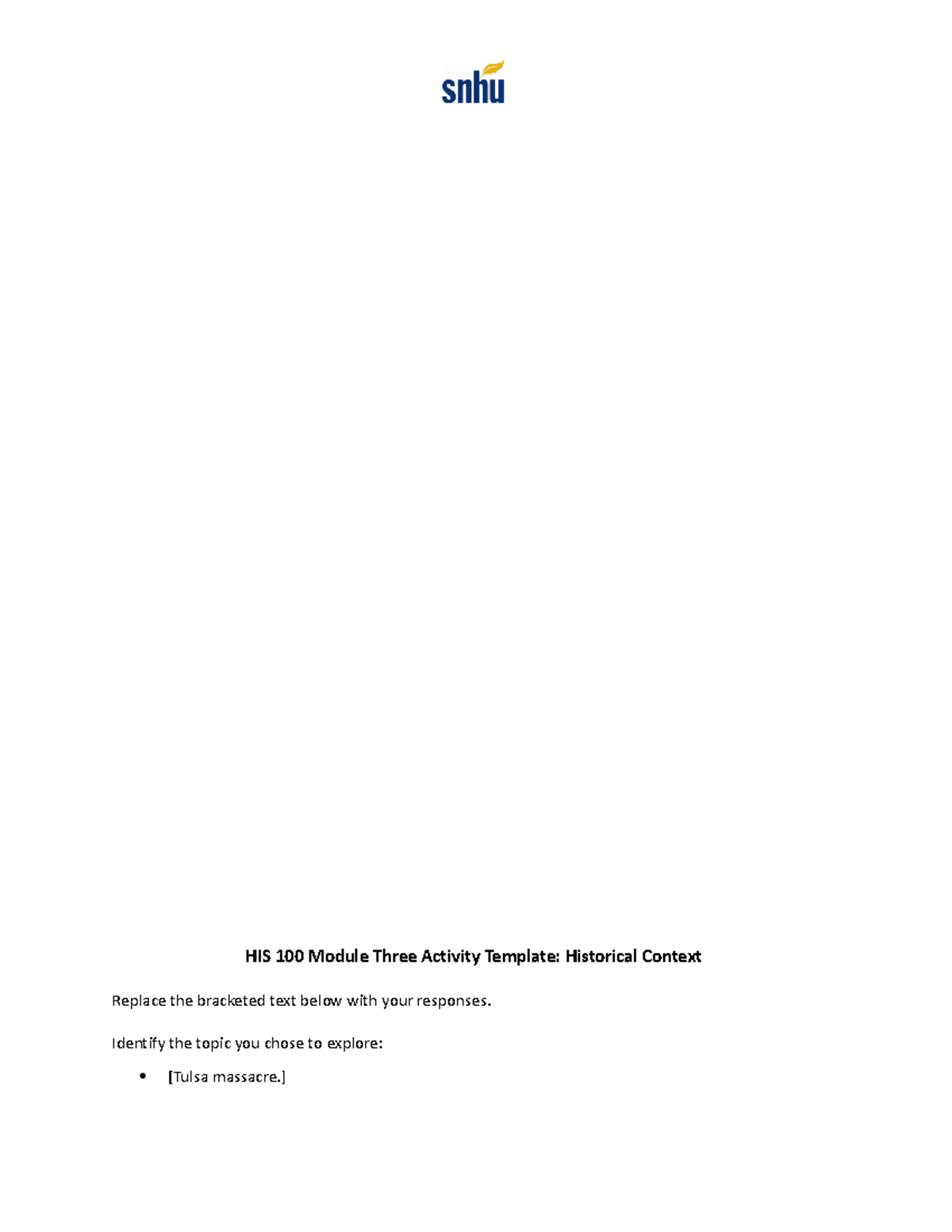 Wk 3 HIS 100 Module Three Activity by Context Template - HIS 100 Module Three Activity Template ...