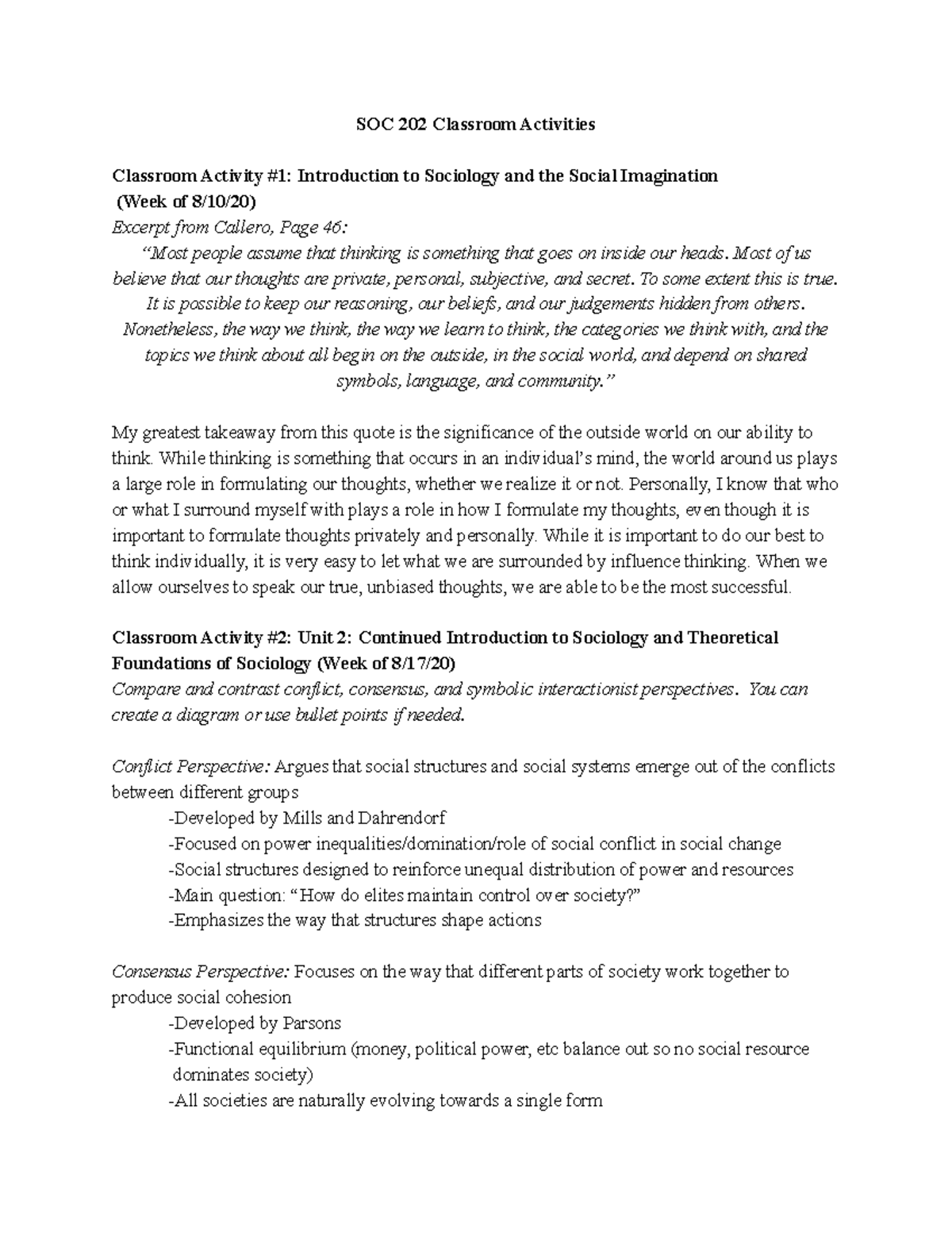 SOC 202 Classroom Activities - SOC 202 Classroom Activities Classroom ...