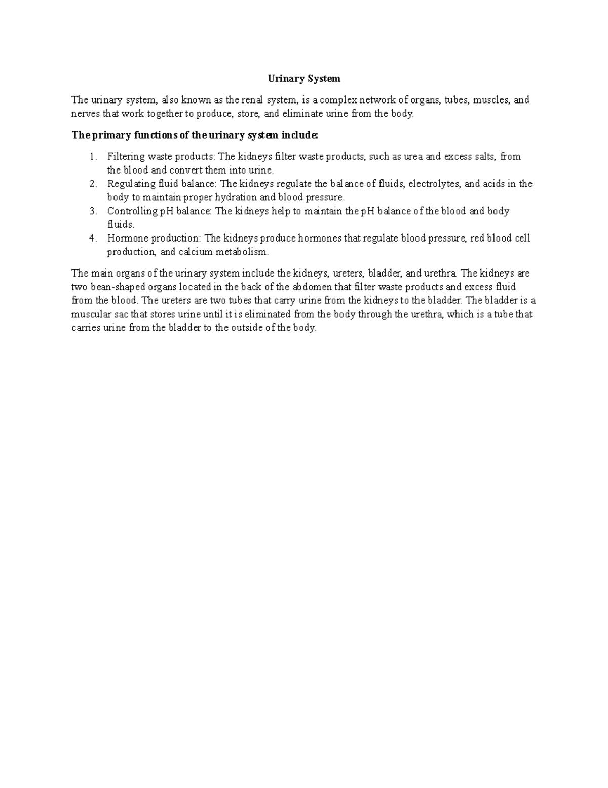 Urinary System - Urinary System The urinary system, also known as the ...