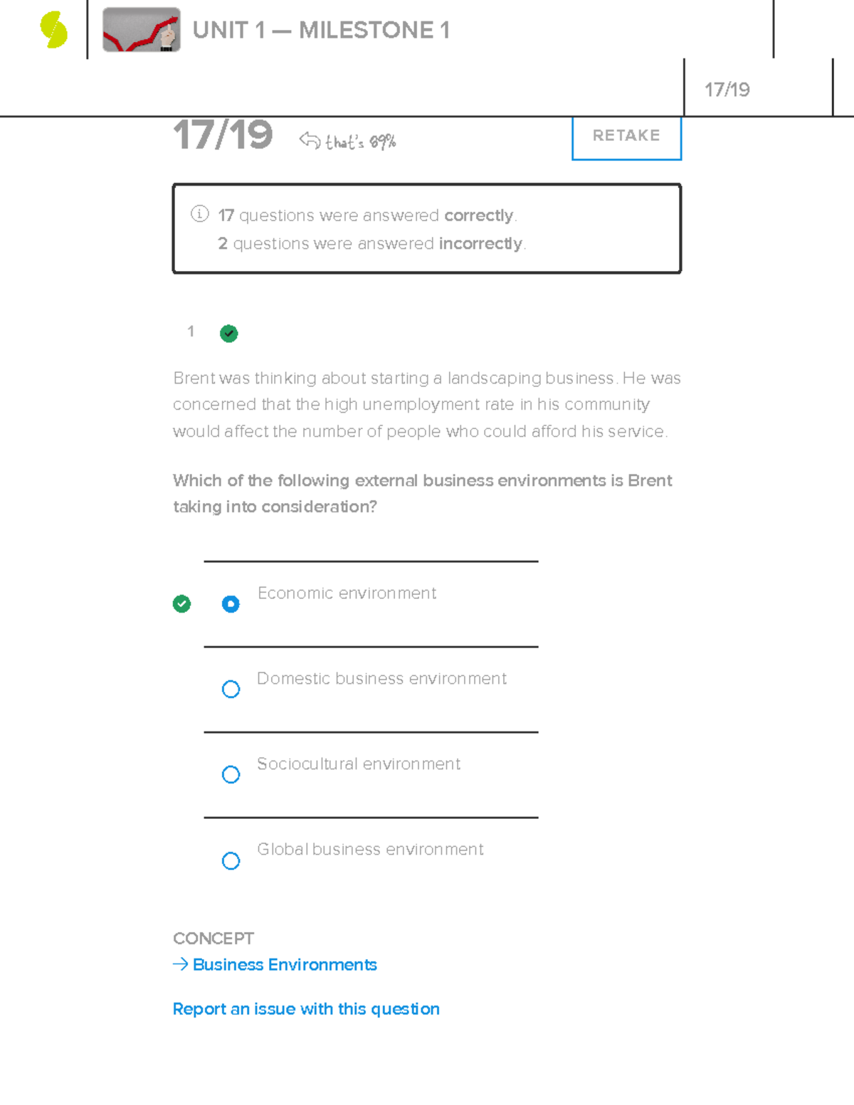 Intro to Business Unit 1 Milestone 1 (Sophia) - 1 CONCEPT → Business ...