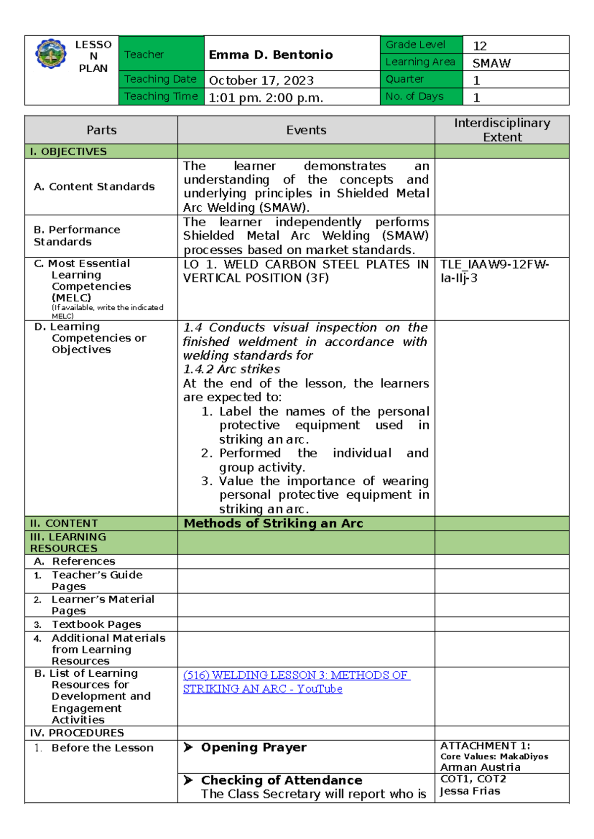 Lesson-Plan-for-CO-Suggested-Format - 4th Kwarter final.docx - LESSO N PLAN Teacher Emma D ...