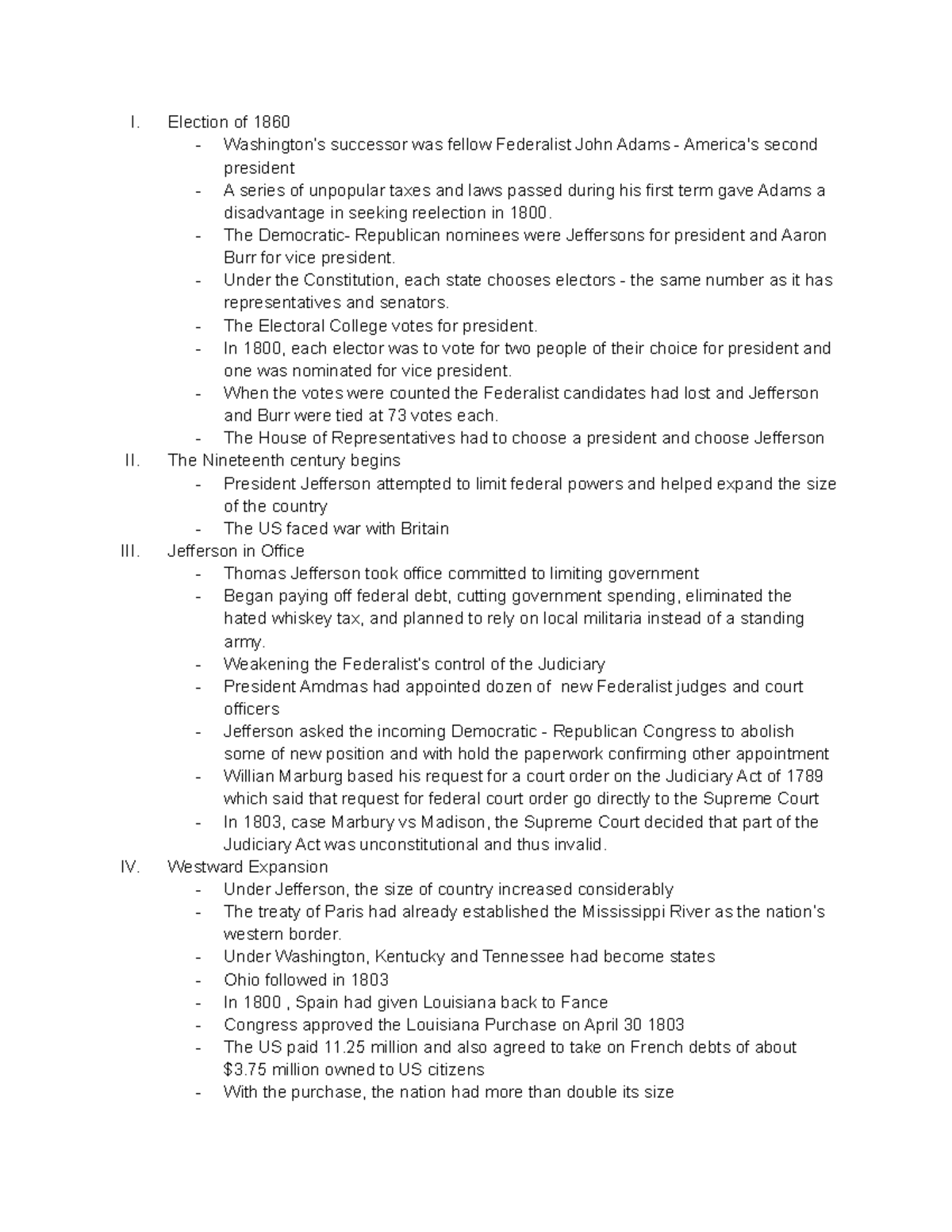 US Hsitory- Chapter 1 Set 8 Note - I. Election of 1860 - Washington’s ...