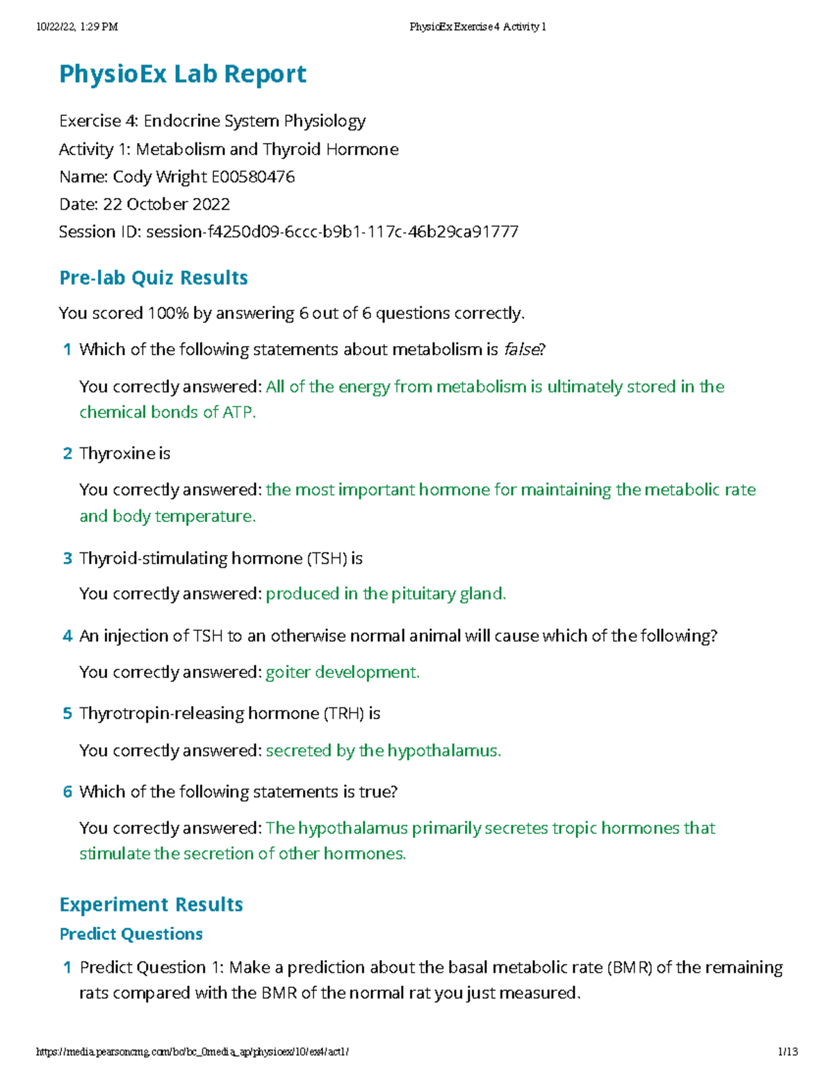 Physio Ex Exercise 4 Activity 1 - PhysioEx Lab Report Exercise 4 ...