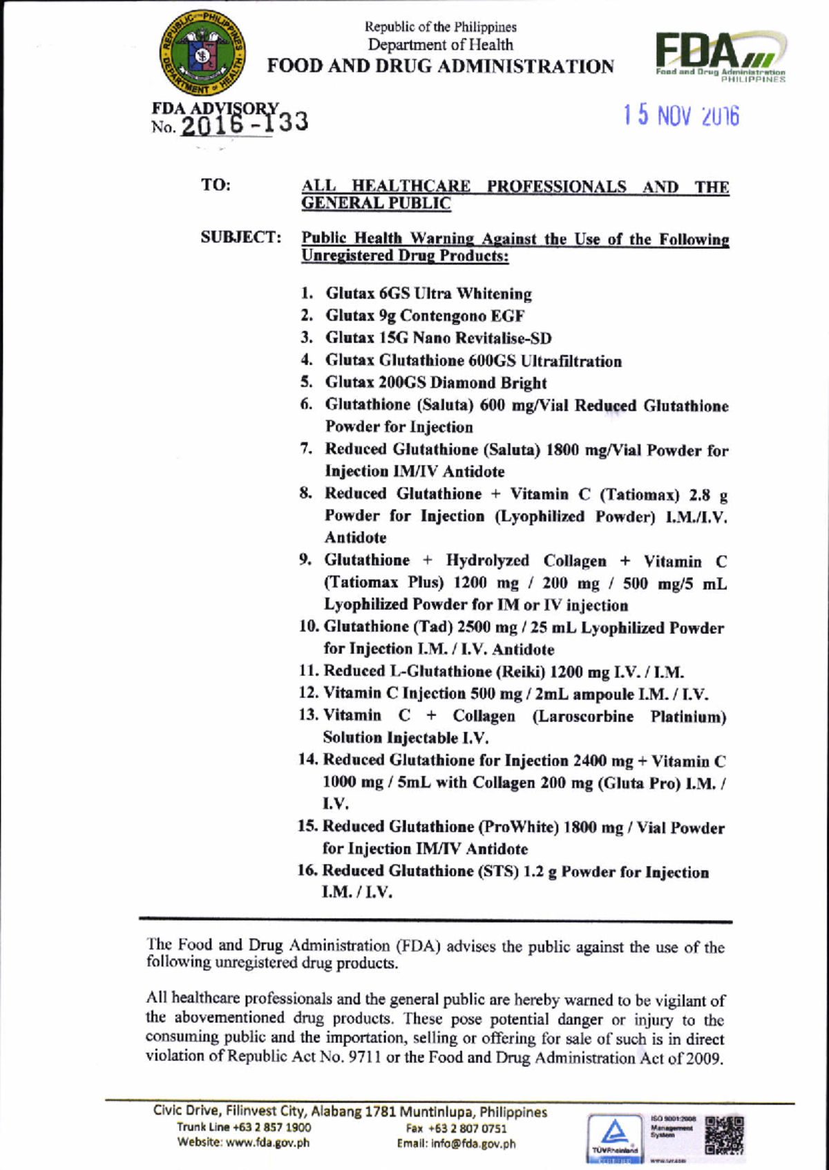 FDA-Advisory-No - Filipino Module - Business administration - Studocu
