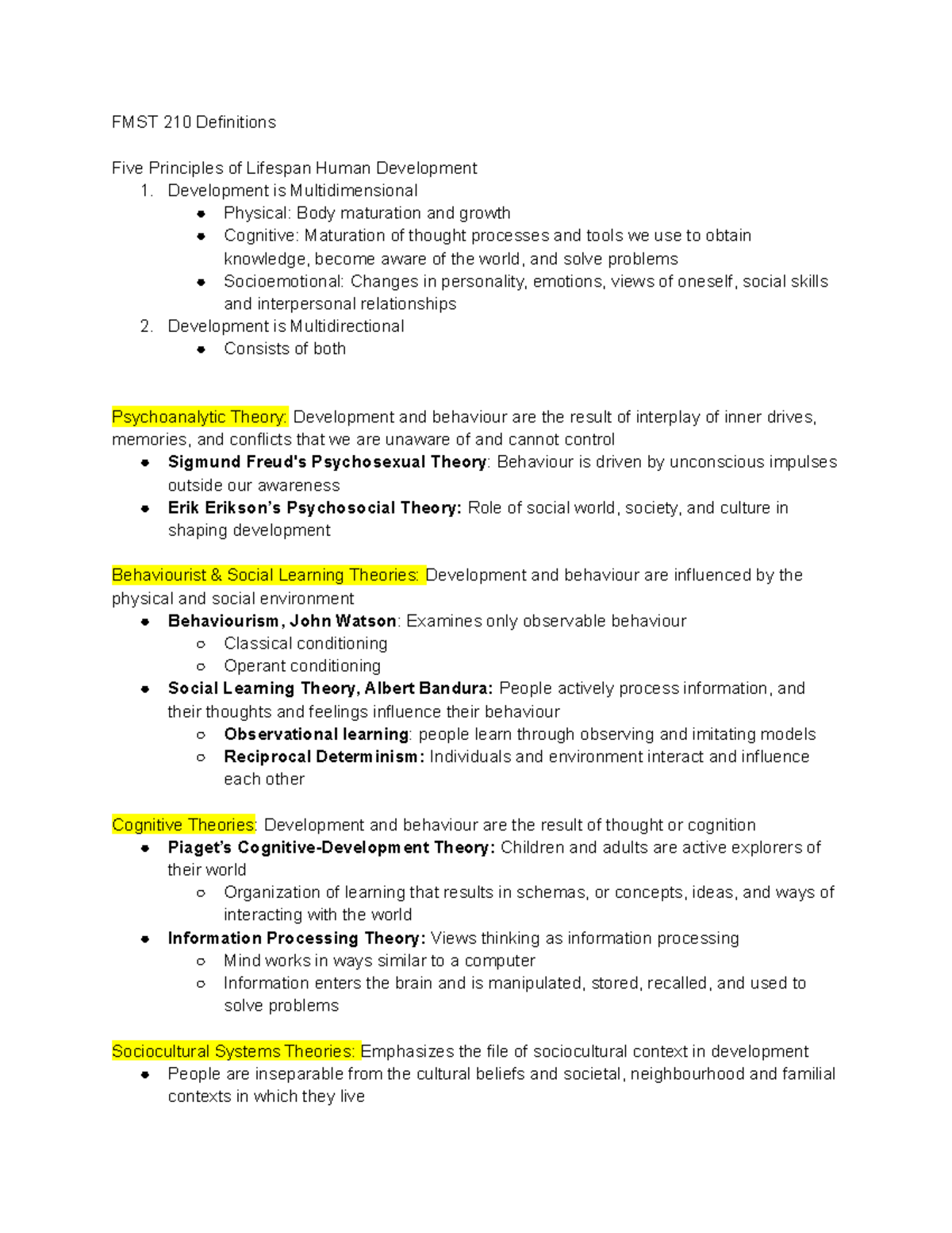 FMST 210 Definitions Sheet for Class - FMST 210 - UBC - Studocu