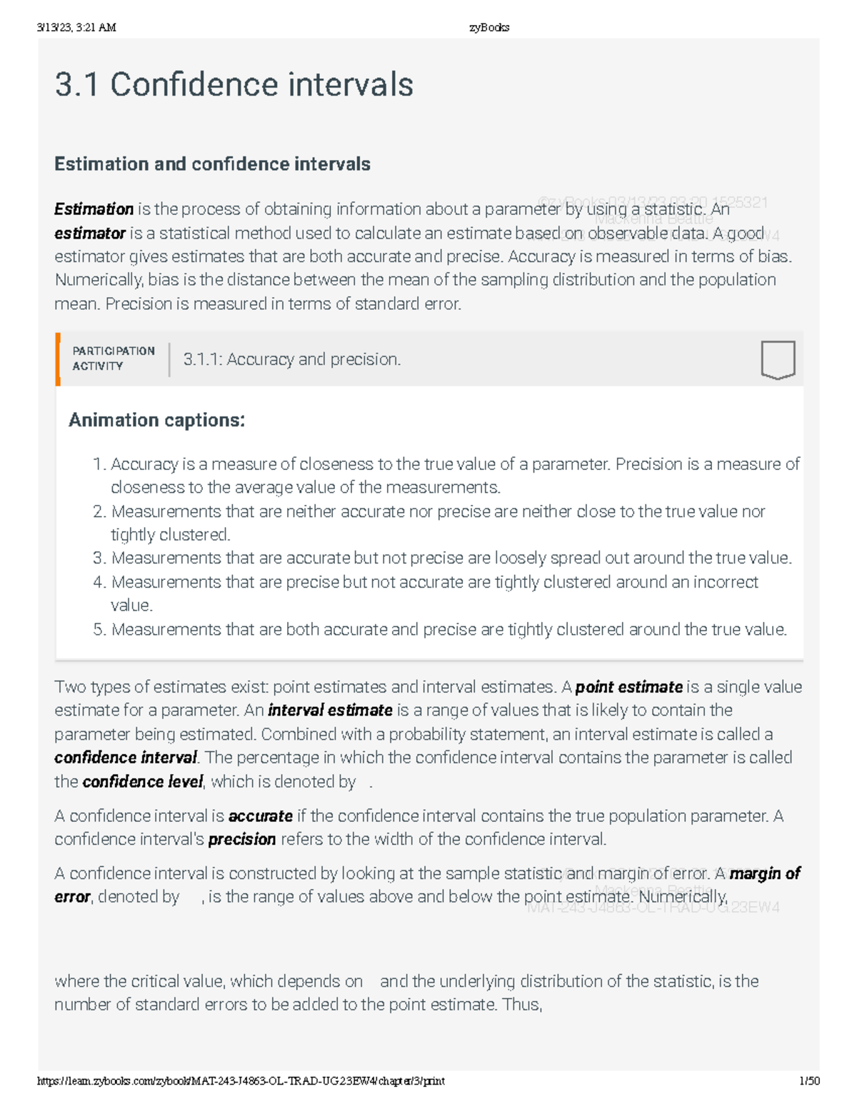 Module 3 - N/a - 3 Condence intervals Estimation and condence intervals ...