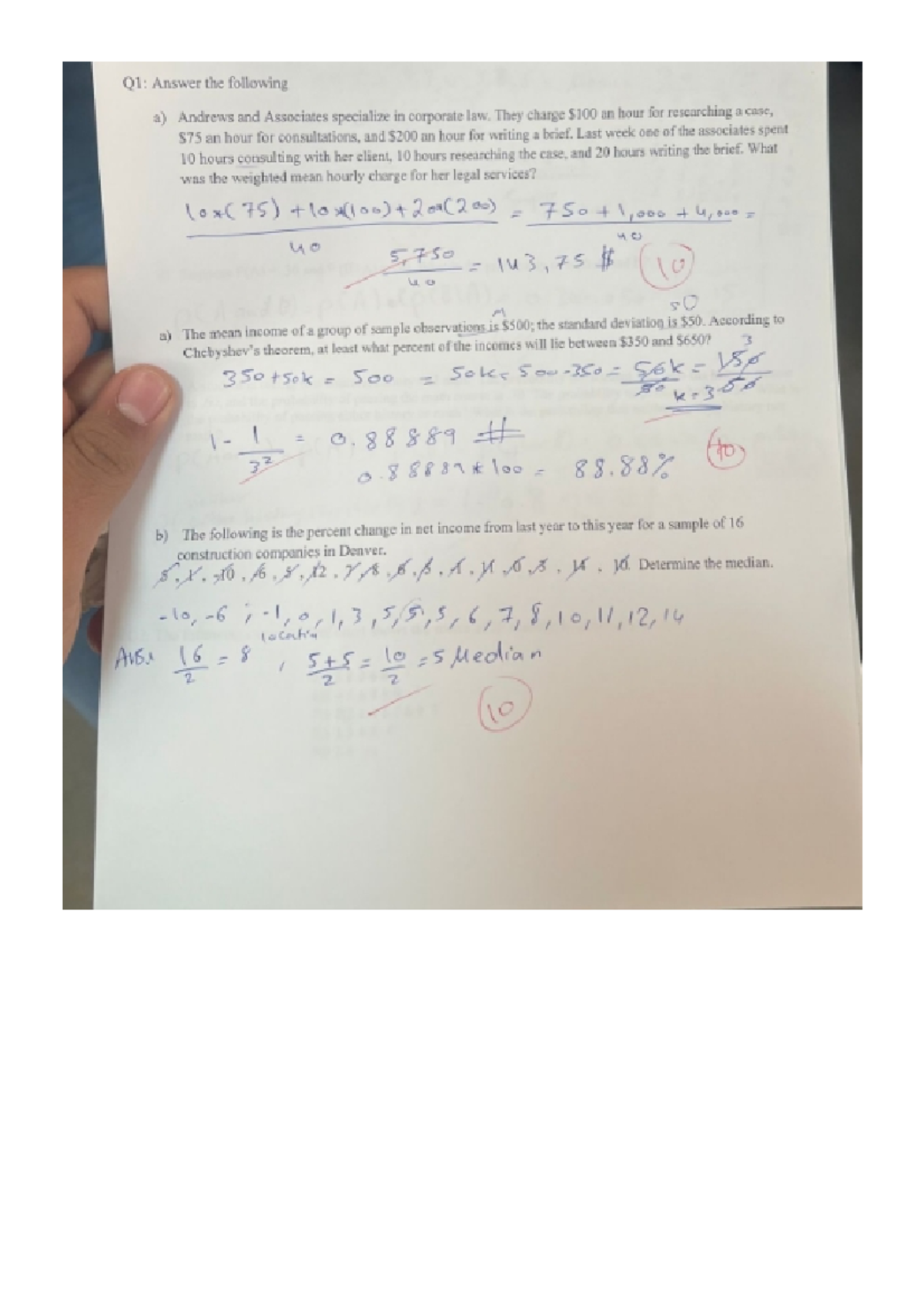BSTA205 Statistics - Midterm exam - Q1: Answer the following a) Andrews ...