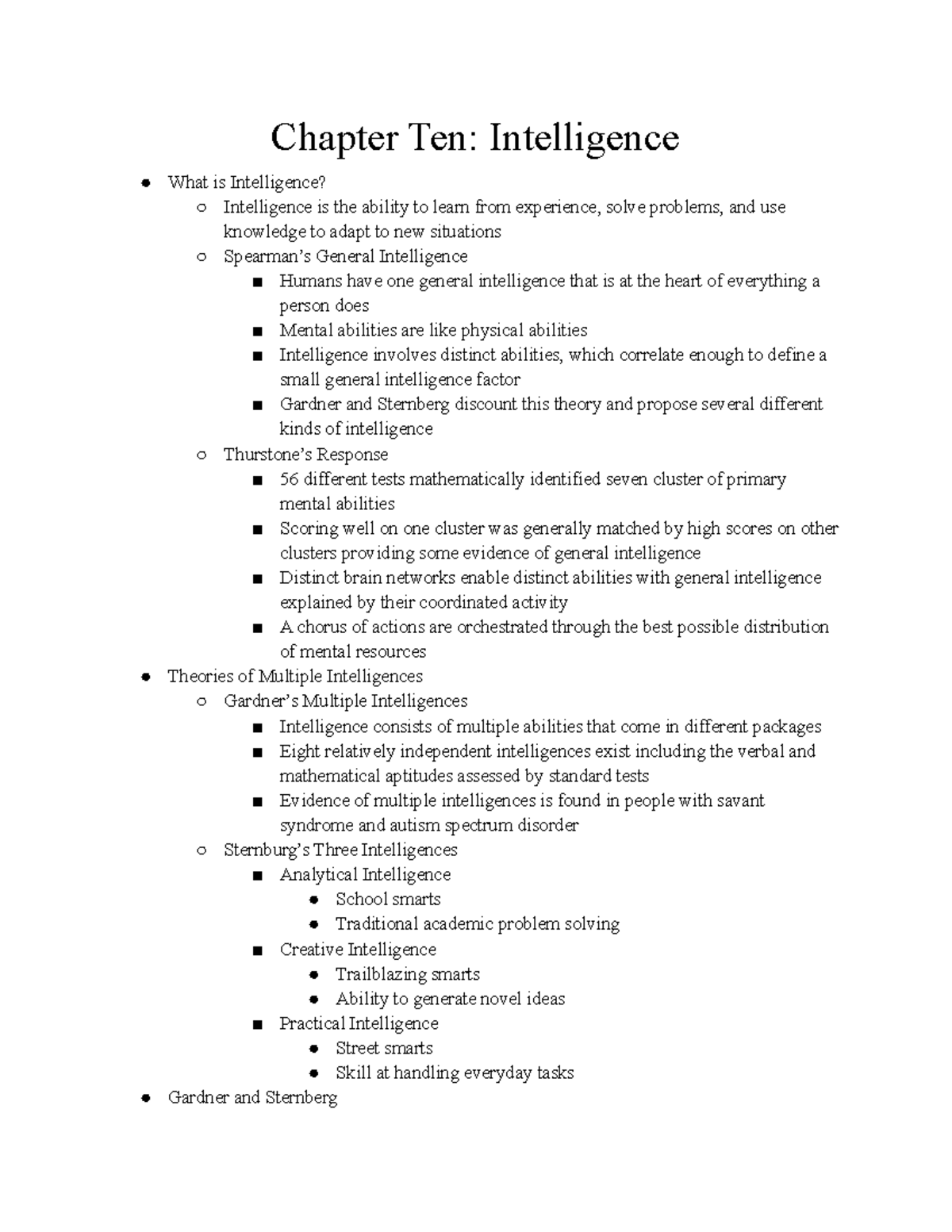 Intelligence: Types Theories and Assessment - Studocu