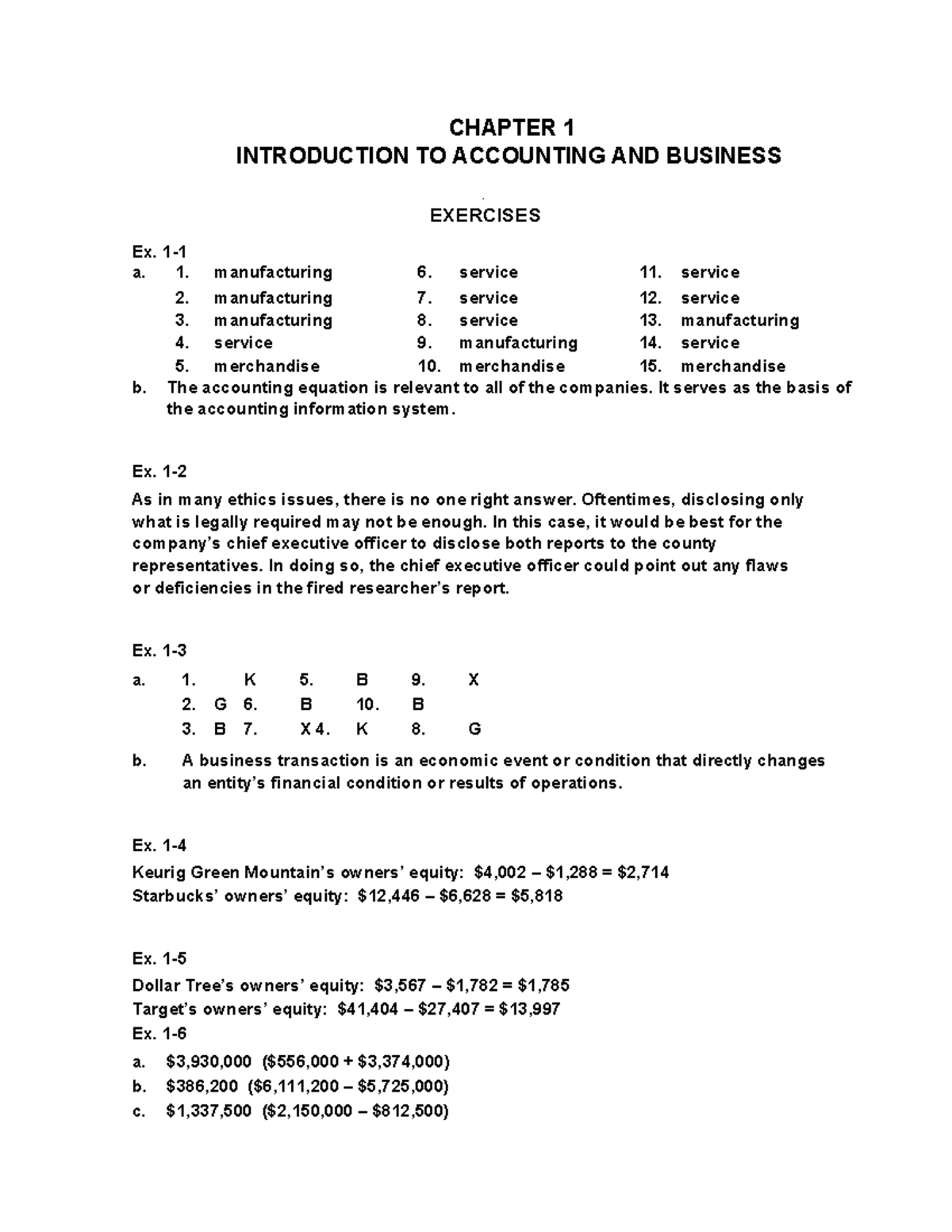 Chapter 1 Solution Set - Hfc - CHAPTER 1 INTRODUCTION TO ACCOUNTING AND ...