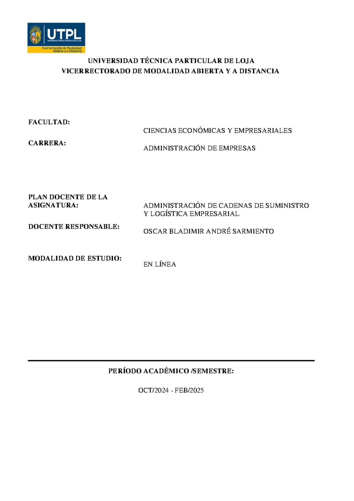 Plan docente PD - ccc - UNIVERSIDAD TÉCNICA PARTICULAR DE LOJA ...