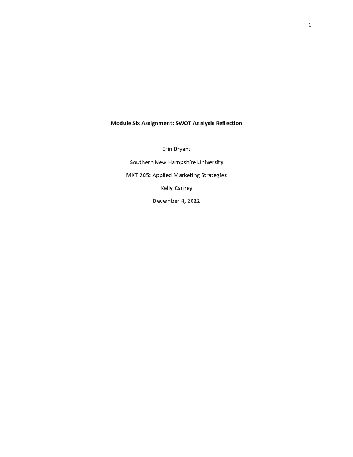 Swotanalysis 6-2 - Nike SWOT Analyisis - Grade A - 1 Module Six ...