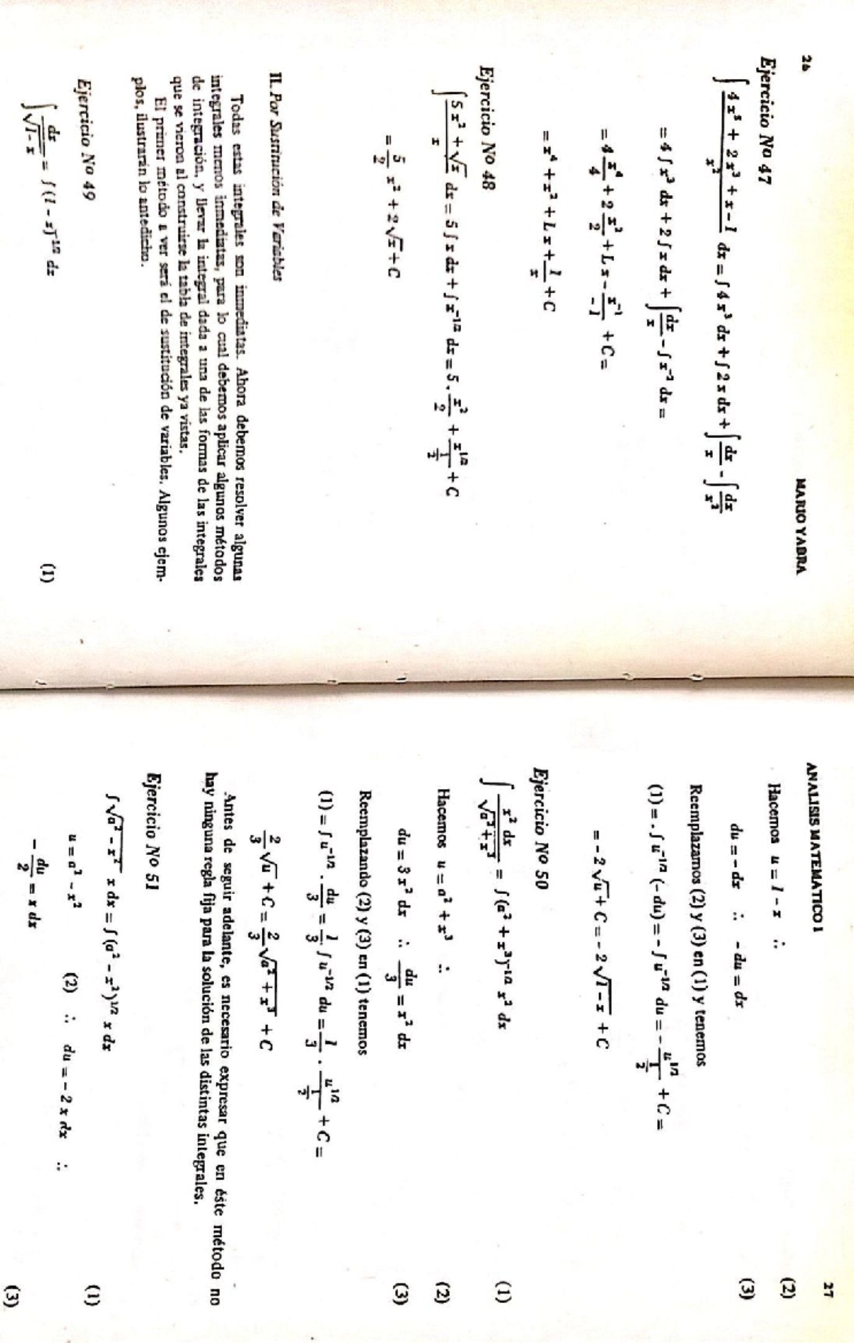 Integrales POR Sustitución DE Yabra - Matemática I - Studocu