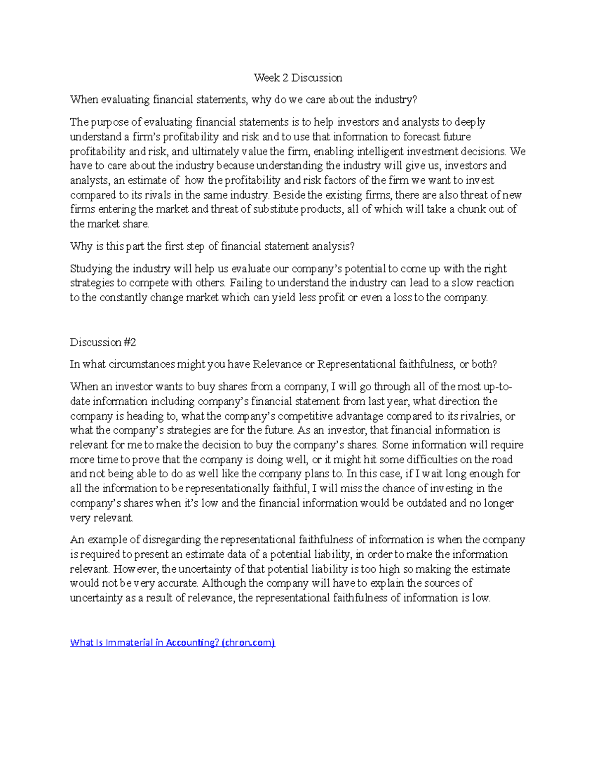 Week 2 Discussion Chapter 2 Asset and Liability Valuation and Income ...