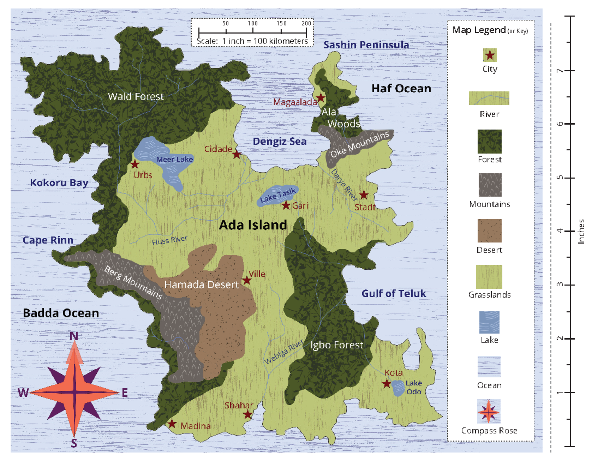 Compass rose scale activity - Communication Studies - 50 100150 200 Map ...