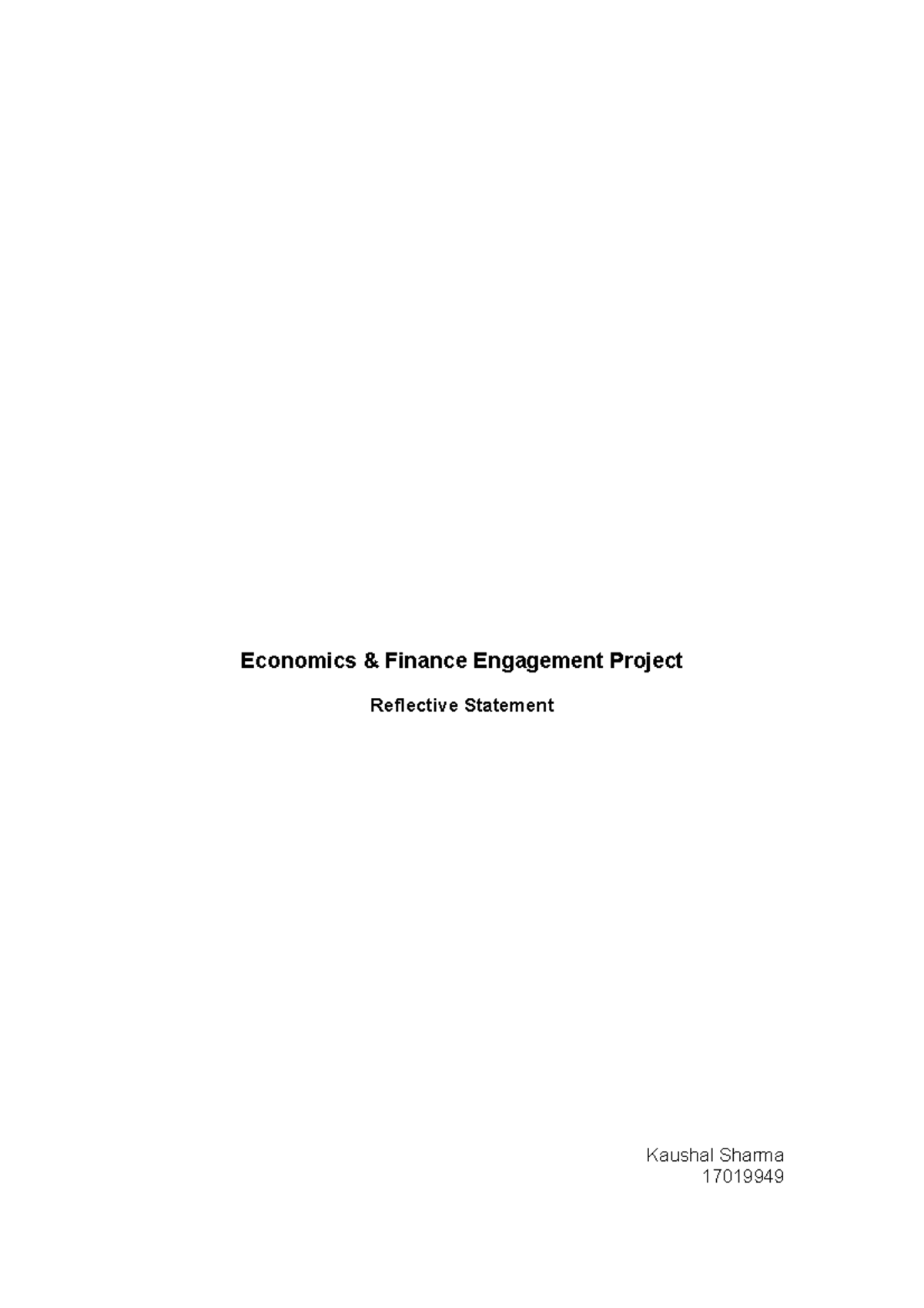180604 RFS - Excellent - Reflective Learning Journal - Economics ...