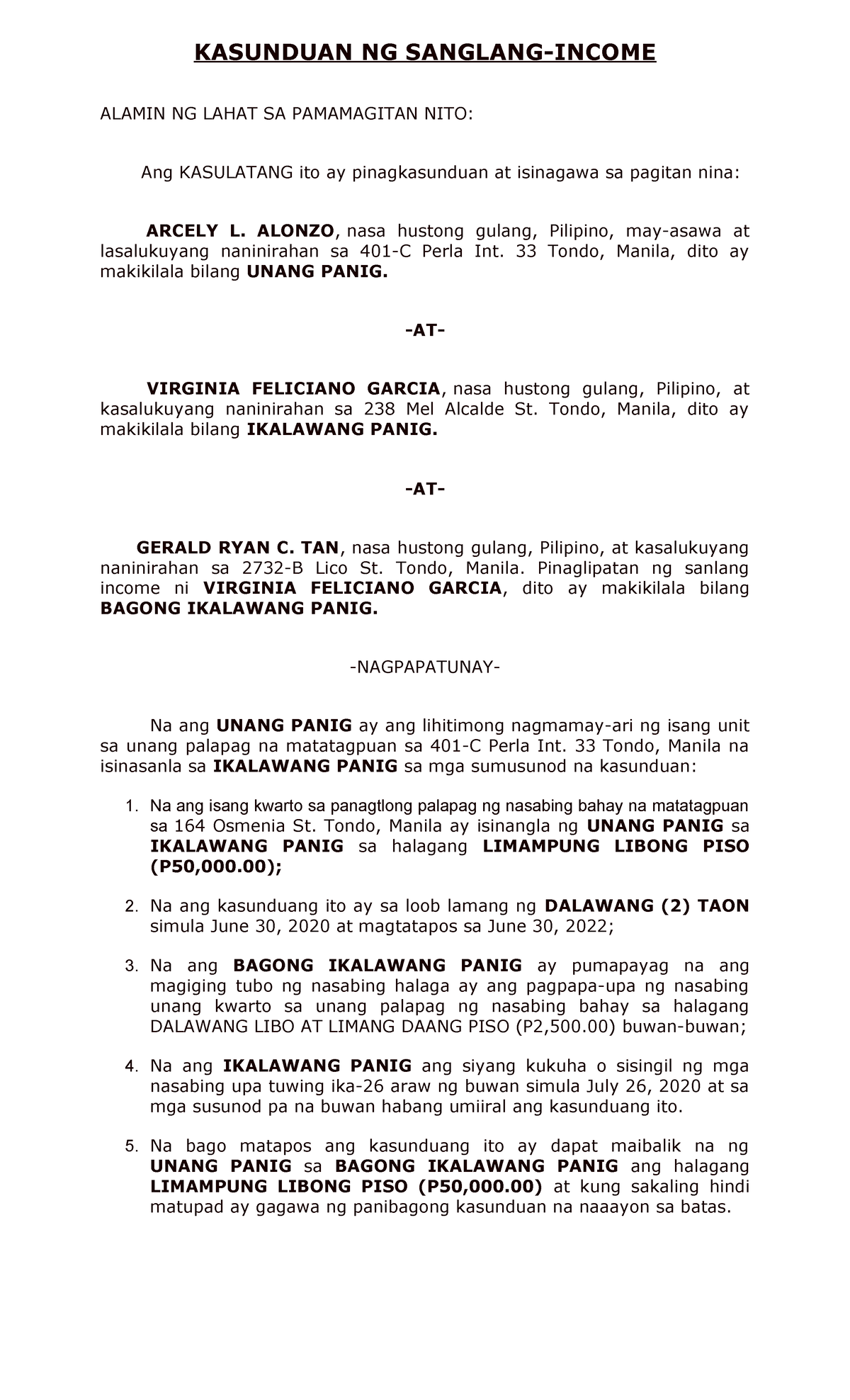 520467308 Kasunduan NG Sanglang Income - KASUNDUAN NG SANGLANG-INCOME ...