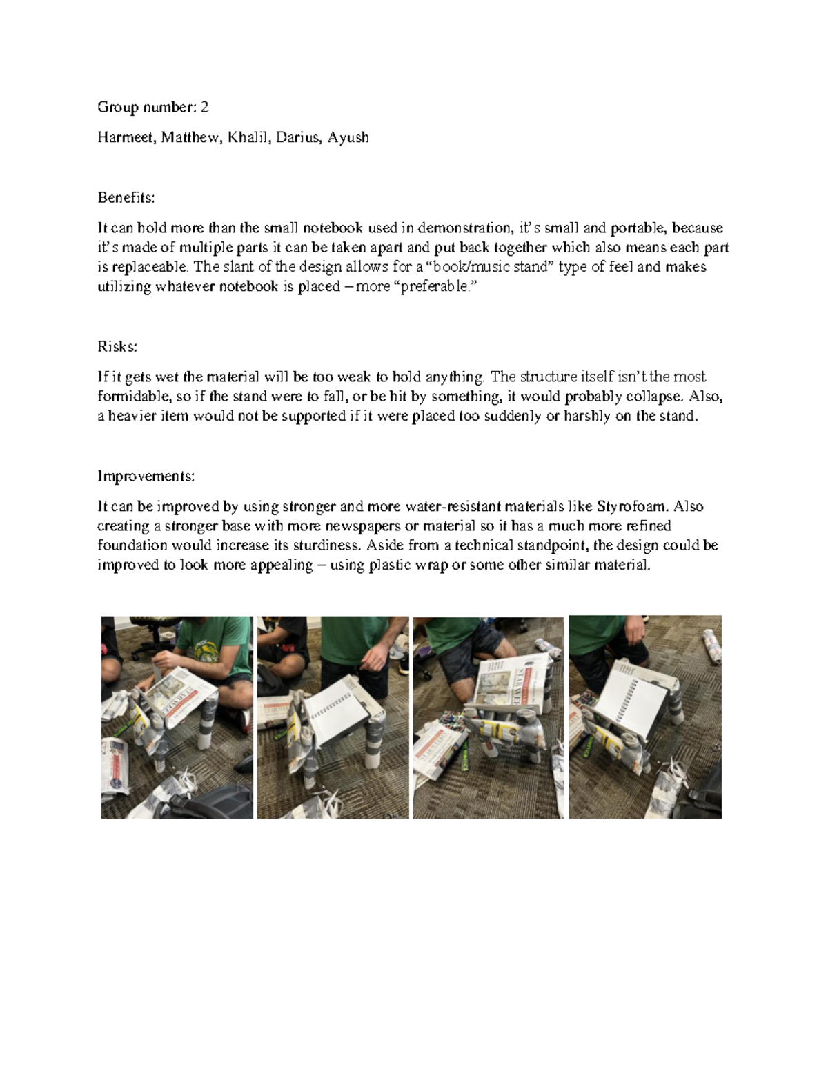 Newspaper project - Some patchy work - Group number: 2 Harmeet, Matthew ...