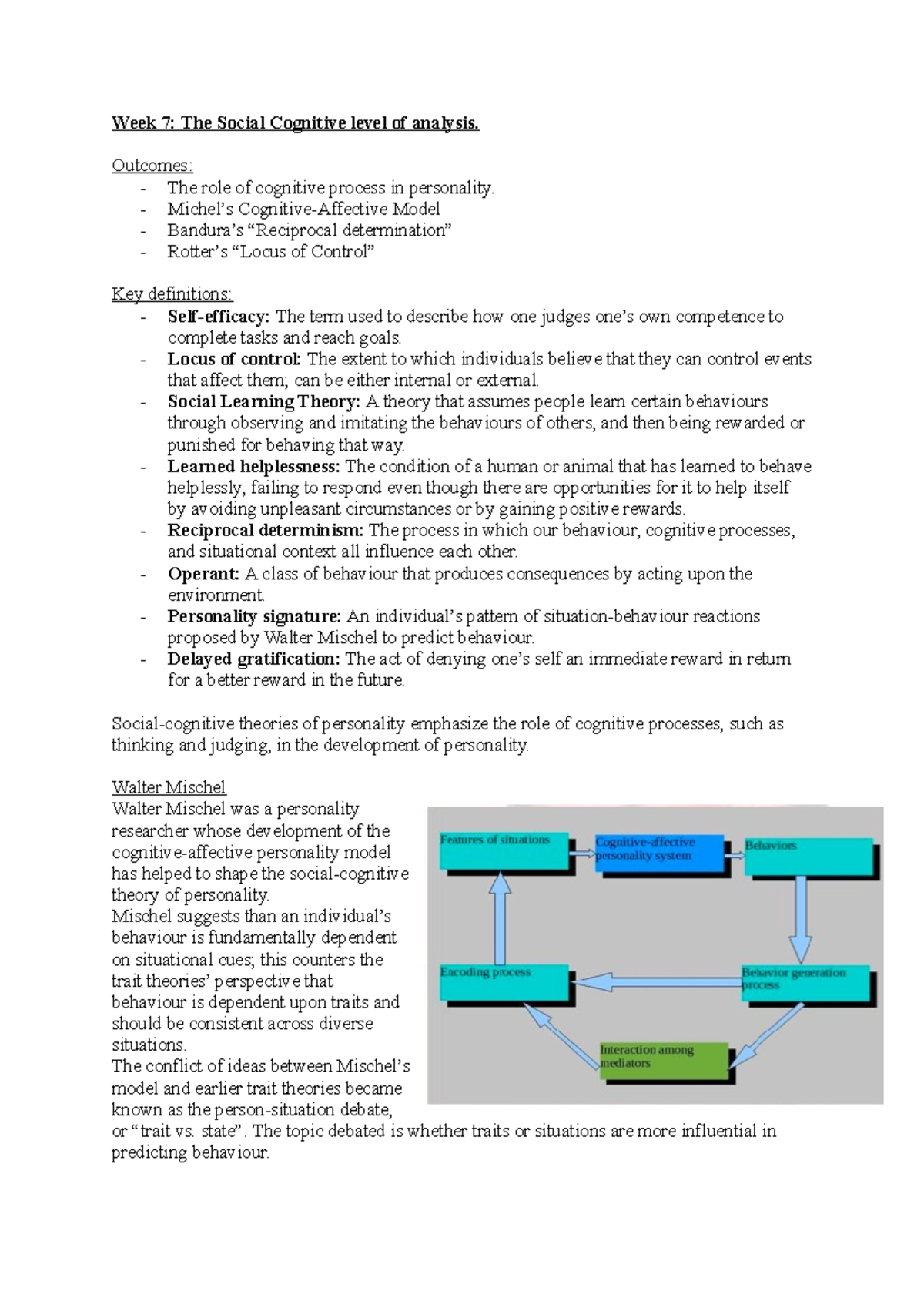 Week 7 the social cognitive level of analysis - Week 7: The Social ...