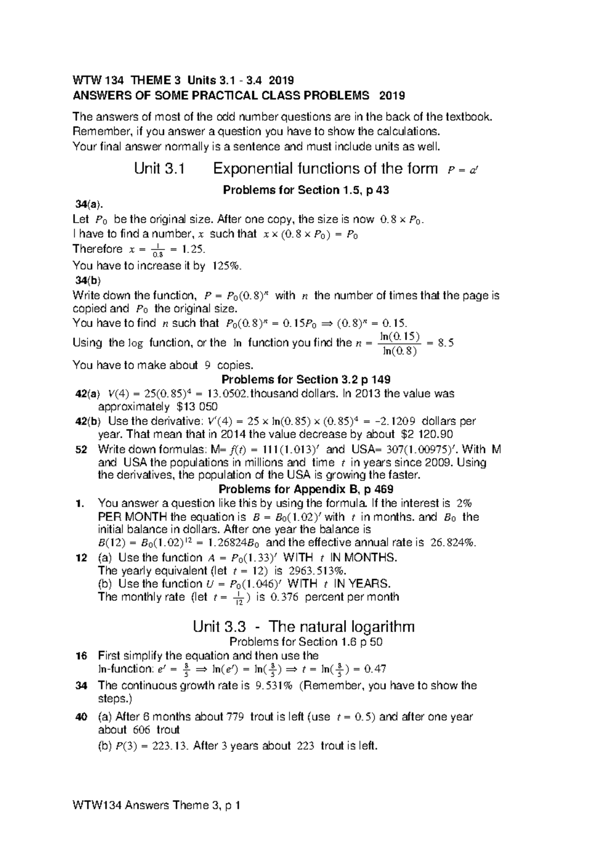 Units 3.1 - 3 - Class notes - WTW 134 THEME 3 Units 3. 1 - 3. 4 2019 ...