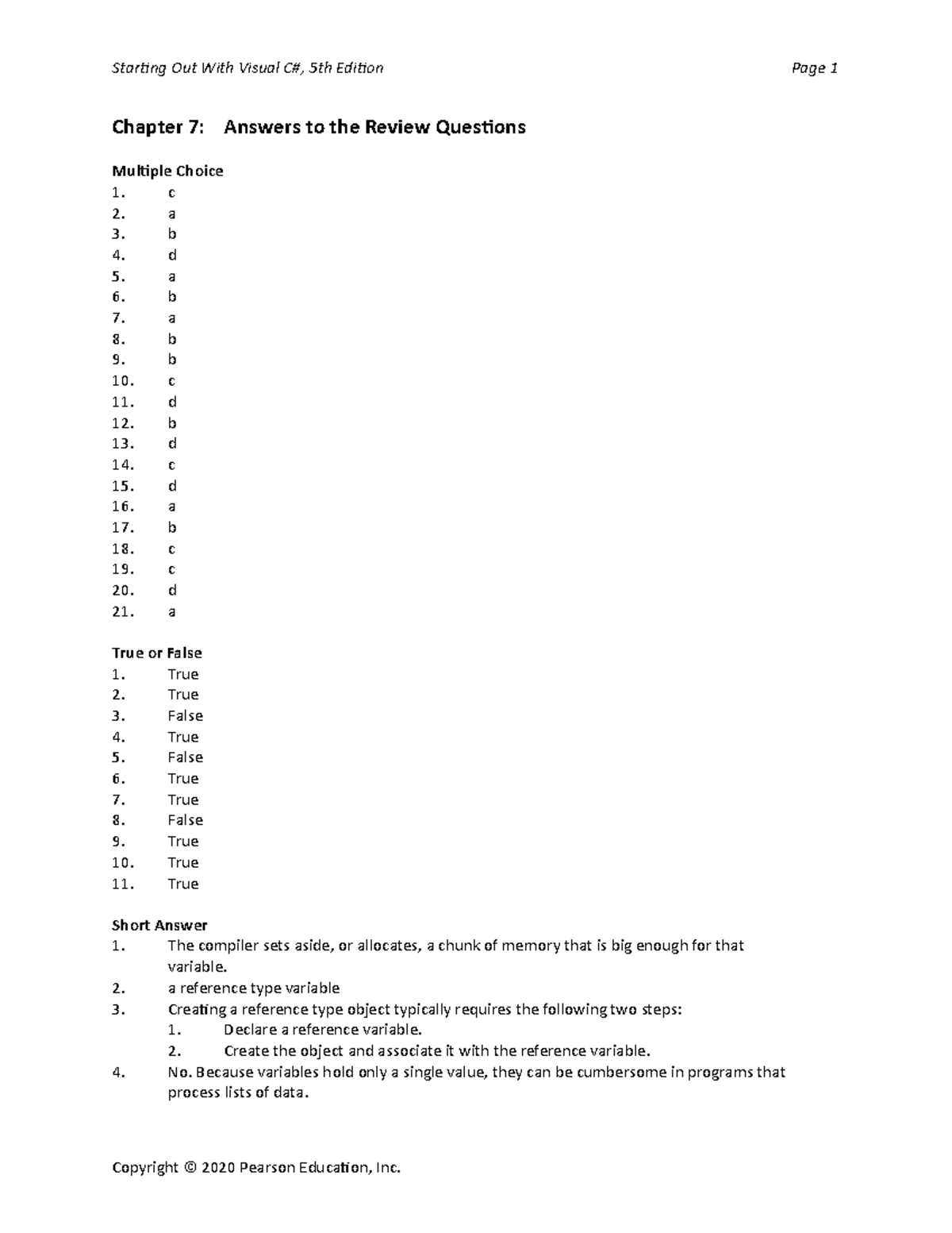 Chapter 07 - Starting Out With Visual C#, 5th Edition Page 1 Chapter 7 ...