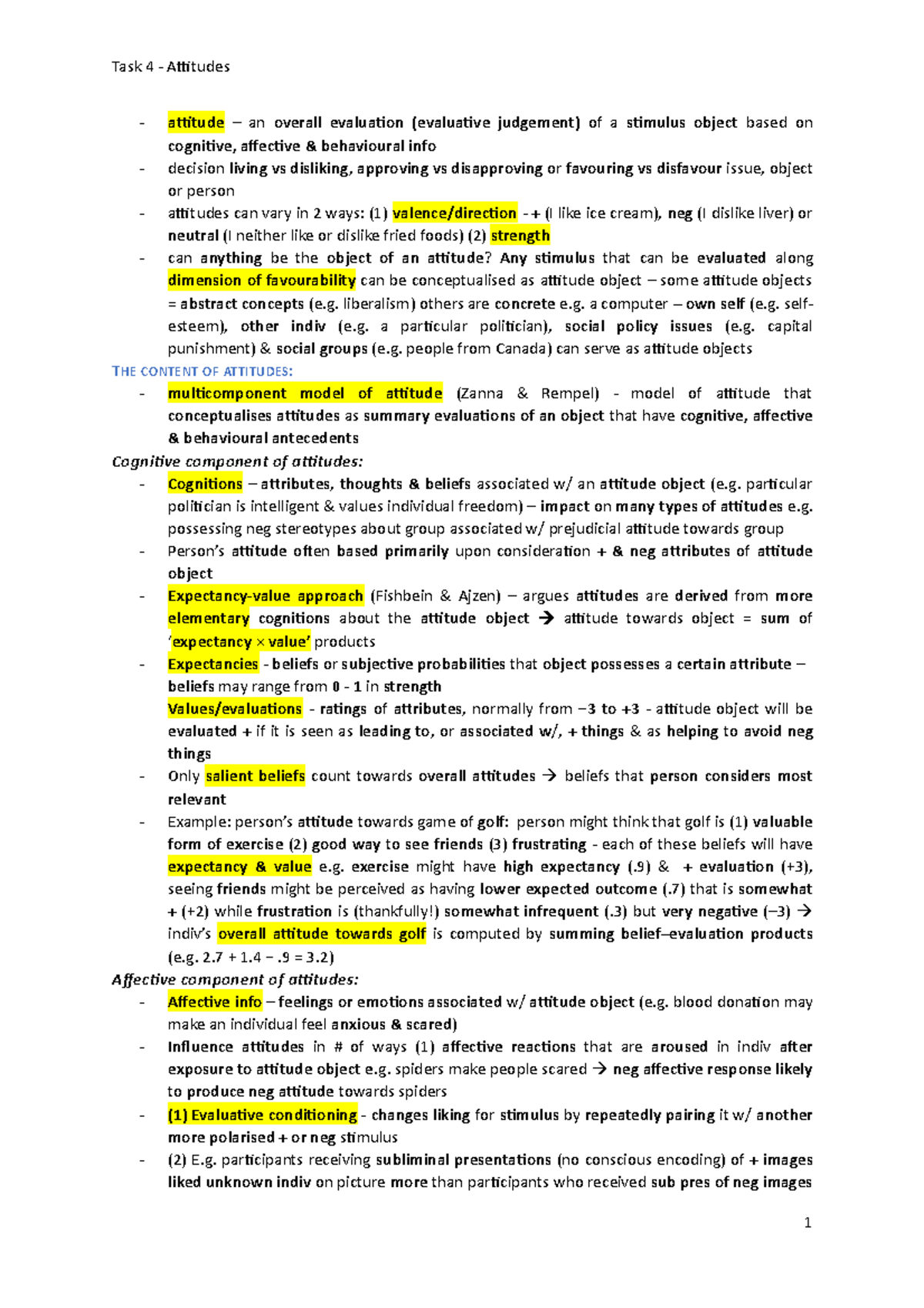 Task 4 - Attitudes - attitude – an overall evaluation (evaluative ...