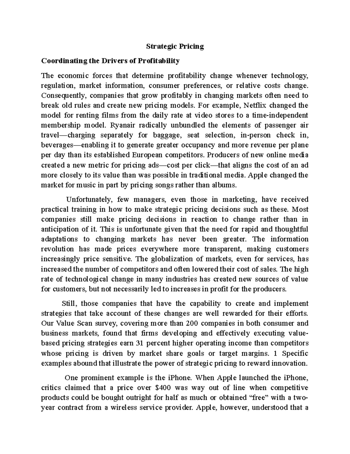 Strategic-Pricing - Strategies - Strategic Pricing Coordinating the ...