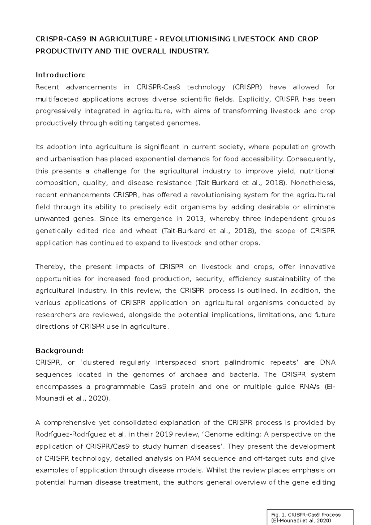 BABS1201 Scientific Literature Review - CRISPR-CAS9 IN AGRICULTURE ...