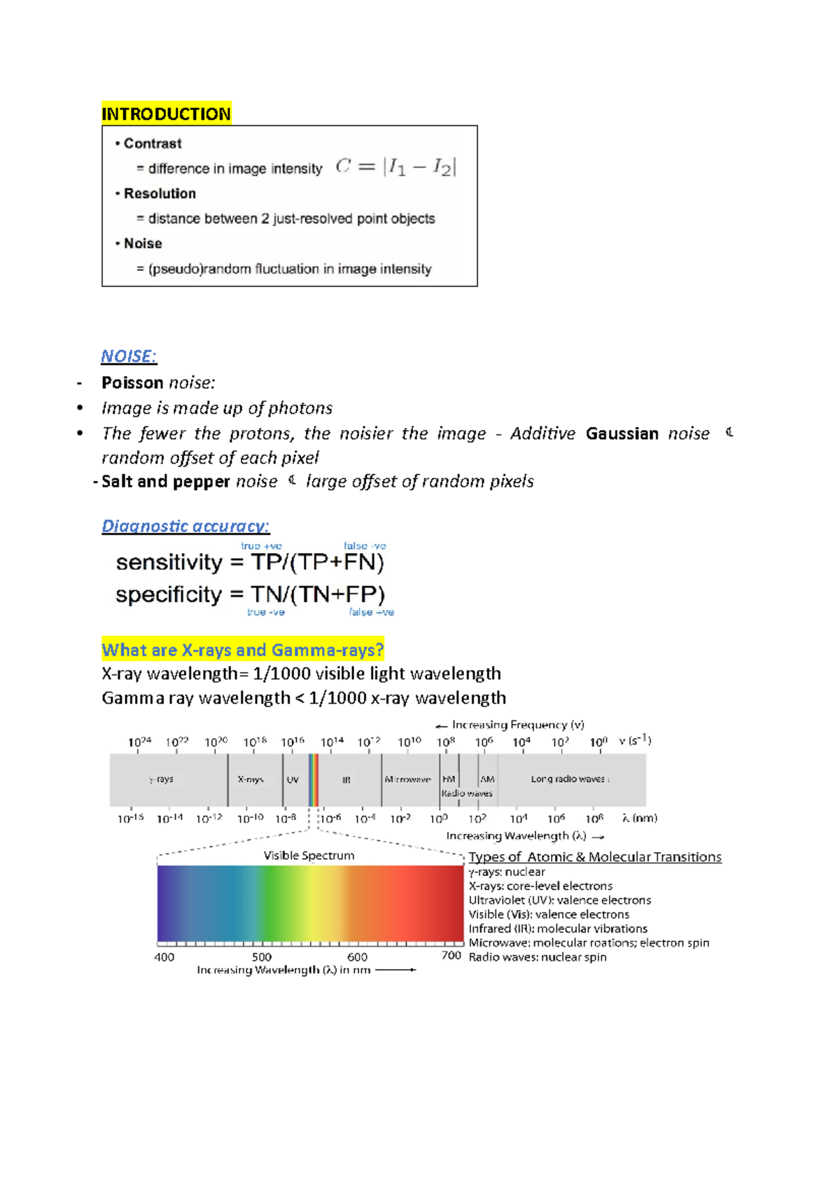 MI print test 1 - summery - INTRODUCTION NOISE: - Poisson noise: Image ...