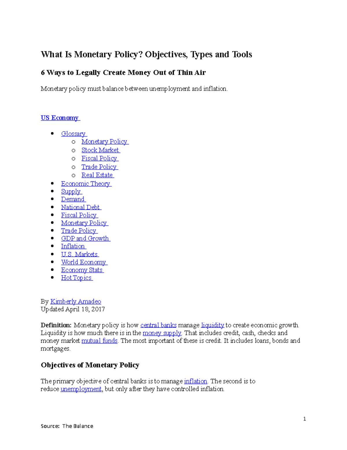 What Is Monetary Policy - Definition Expanded - What Is Monetary Policy ...