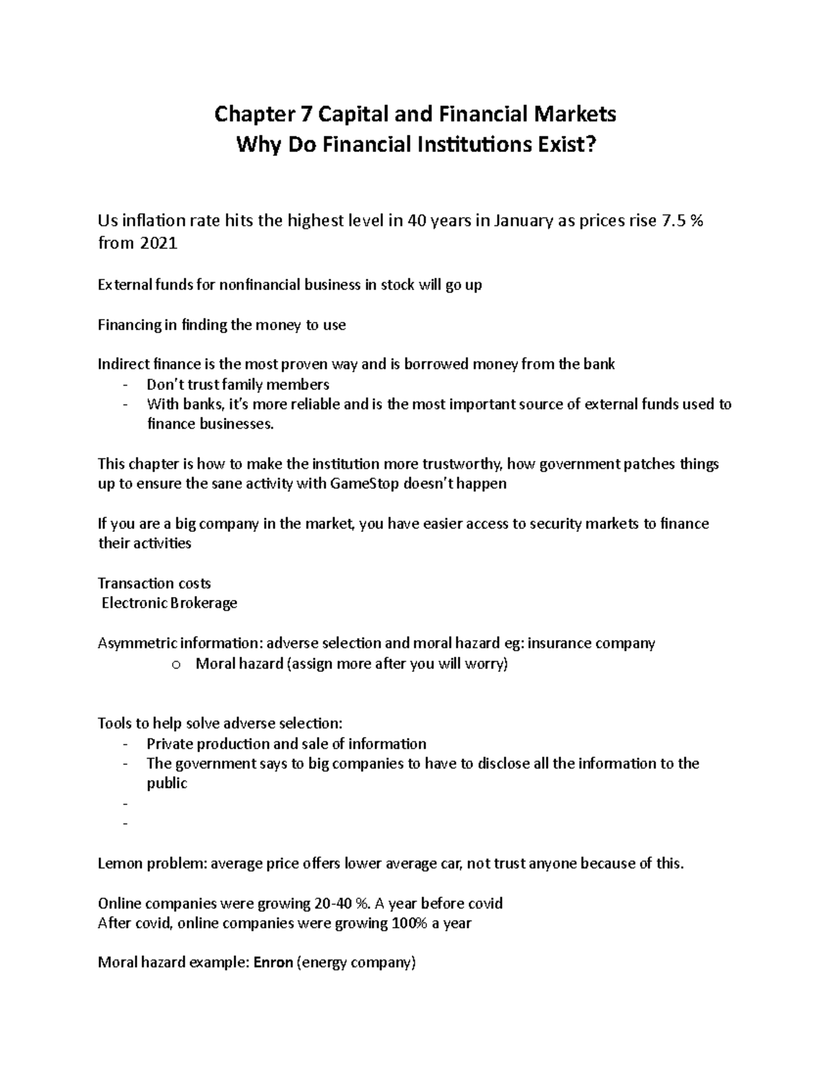 Chapter 7 Capital and Financial Markets - Chapter 7 Capital and ...