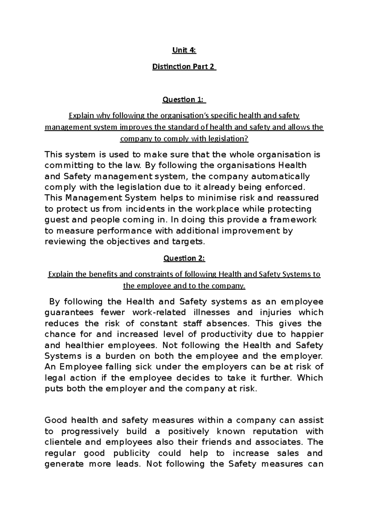 Assingment unit 4 DT - no need - Unit 4: Distinction Part 2 Question 1 ...