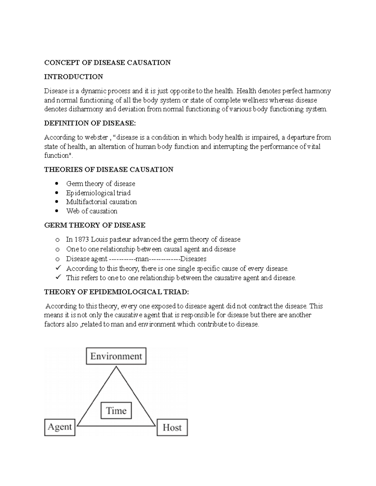 Concepts of causation and control - CONCEPT OF DISEASE CAUSATION ...