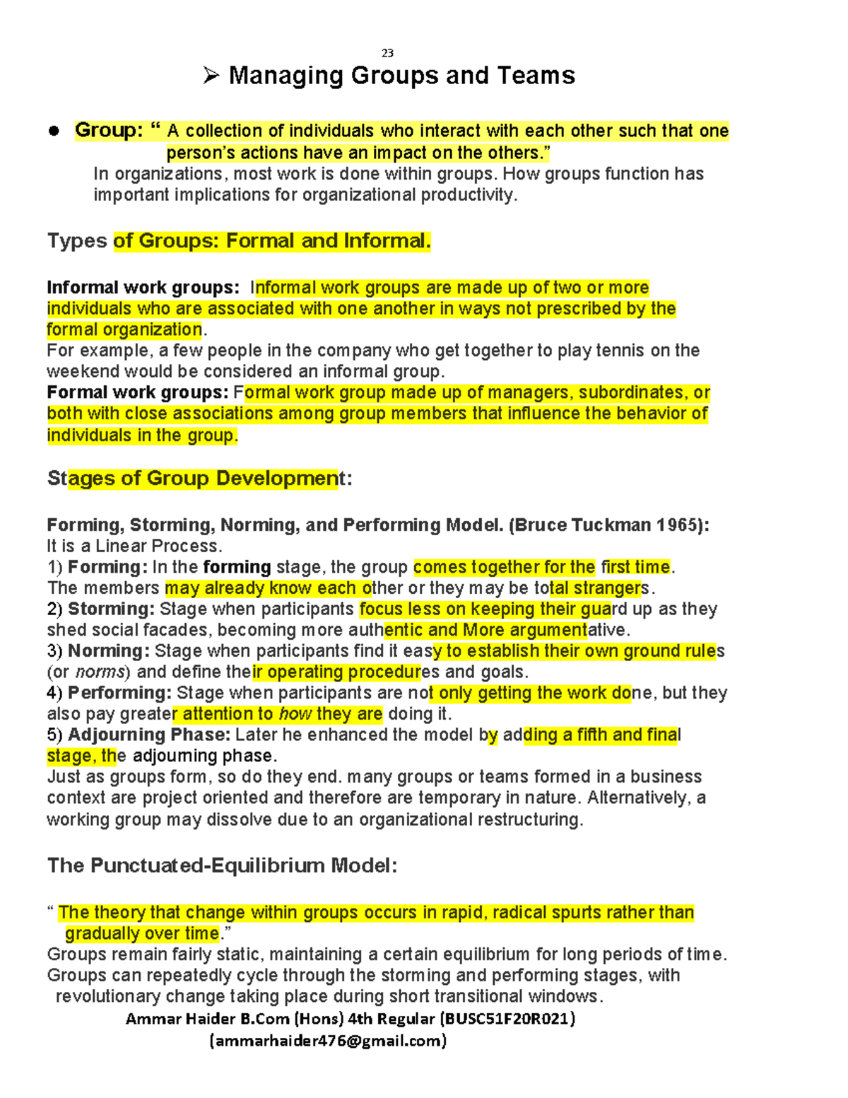 Managing Groups and Teams - ” In organizations, most work is done ...