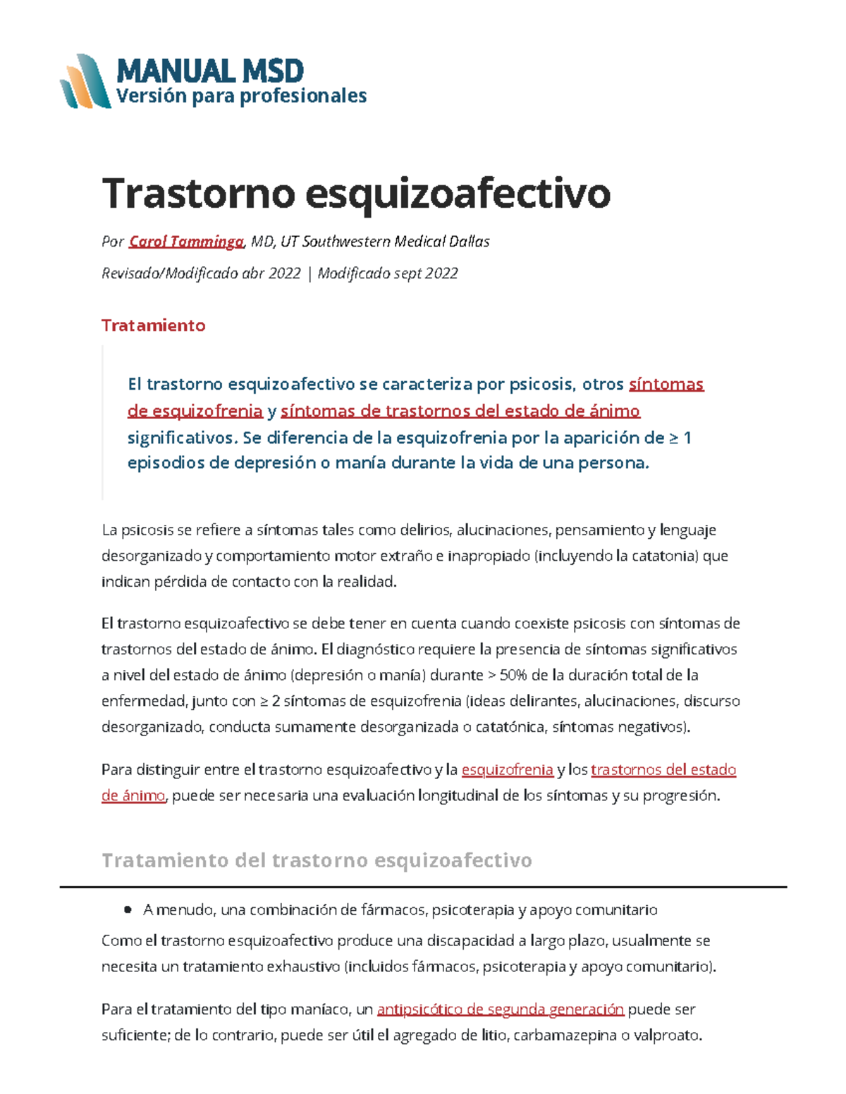 Trastorno esquizoafectivo - Trastornos psiquiátricos - Manual MSD ...