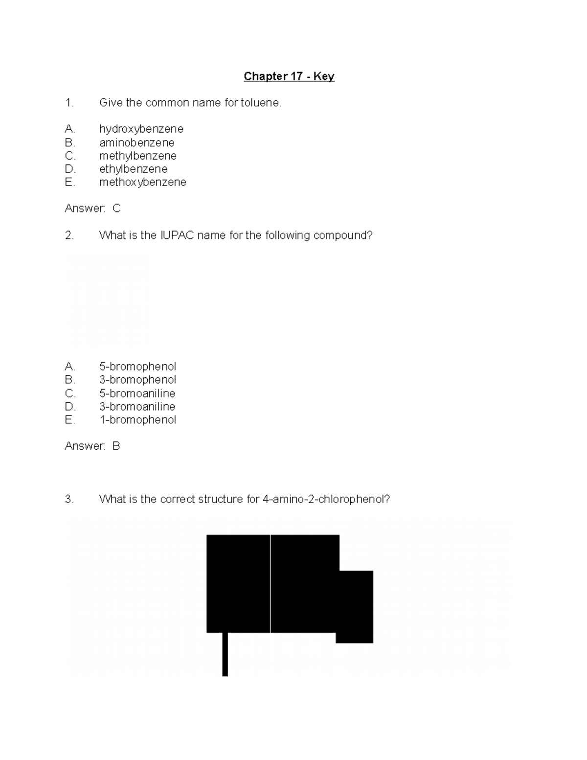 Ch17 - key - ch.17 practice exam - Chapter 17 - Key Give the common ...
