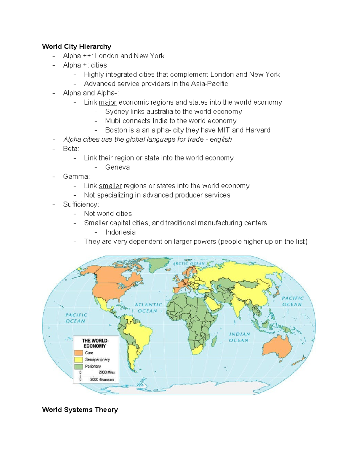 GEOG chapter 1.4 - World City Hierarchy - Alpha ++: London and New York ...
