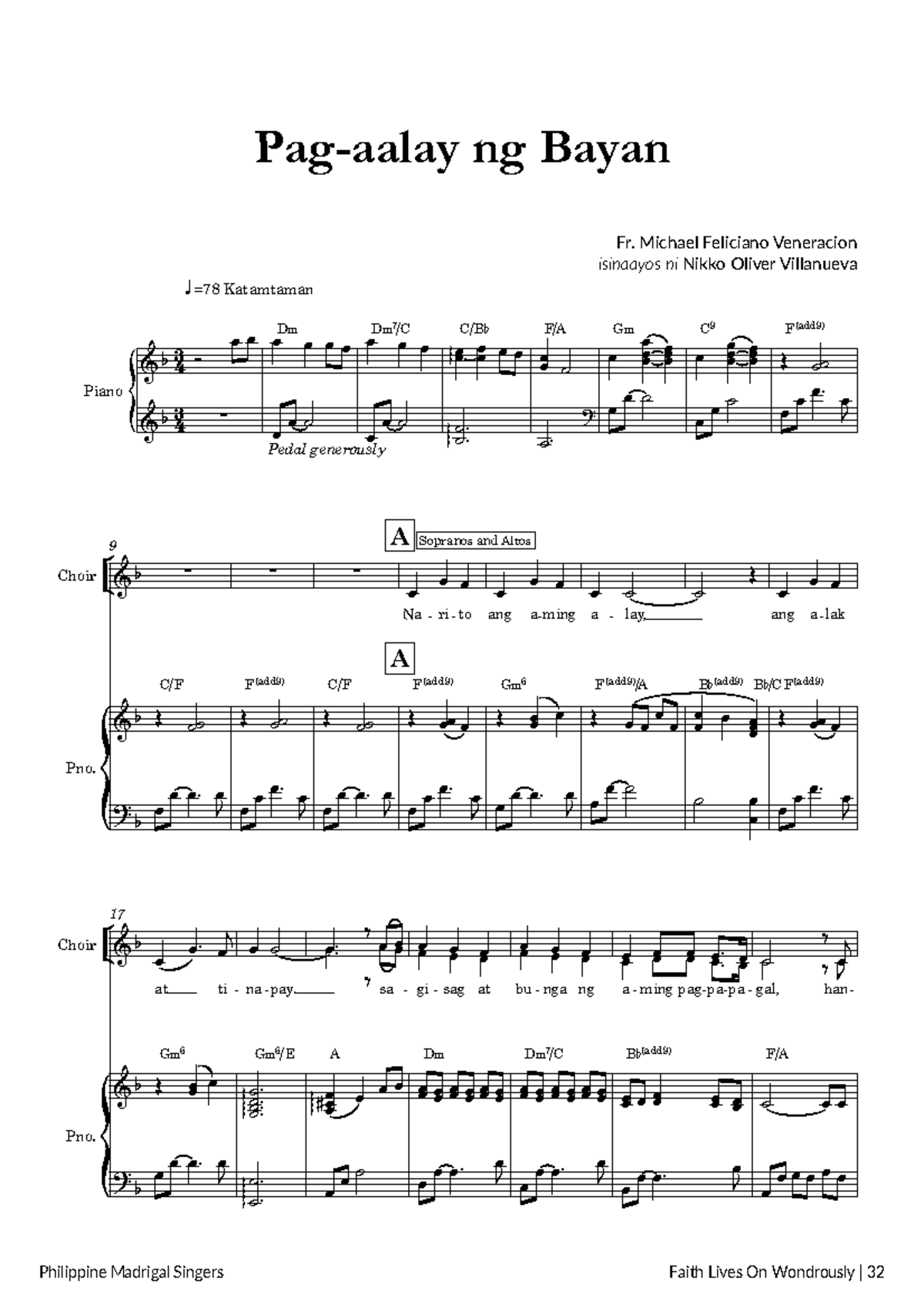 Pag aalay ng Bayan Fr - Yyyyyy - { ° ¢ { ° ¢ { Piano D‹ D‹7/C C/B ̈ F/A ...