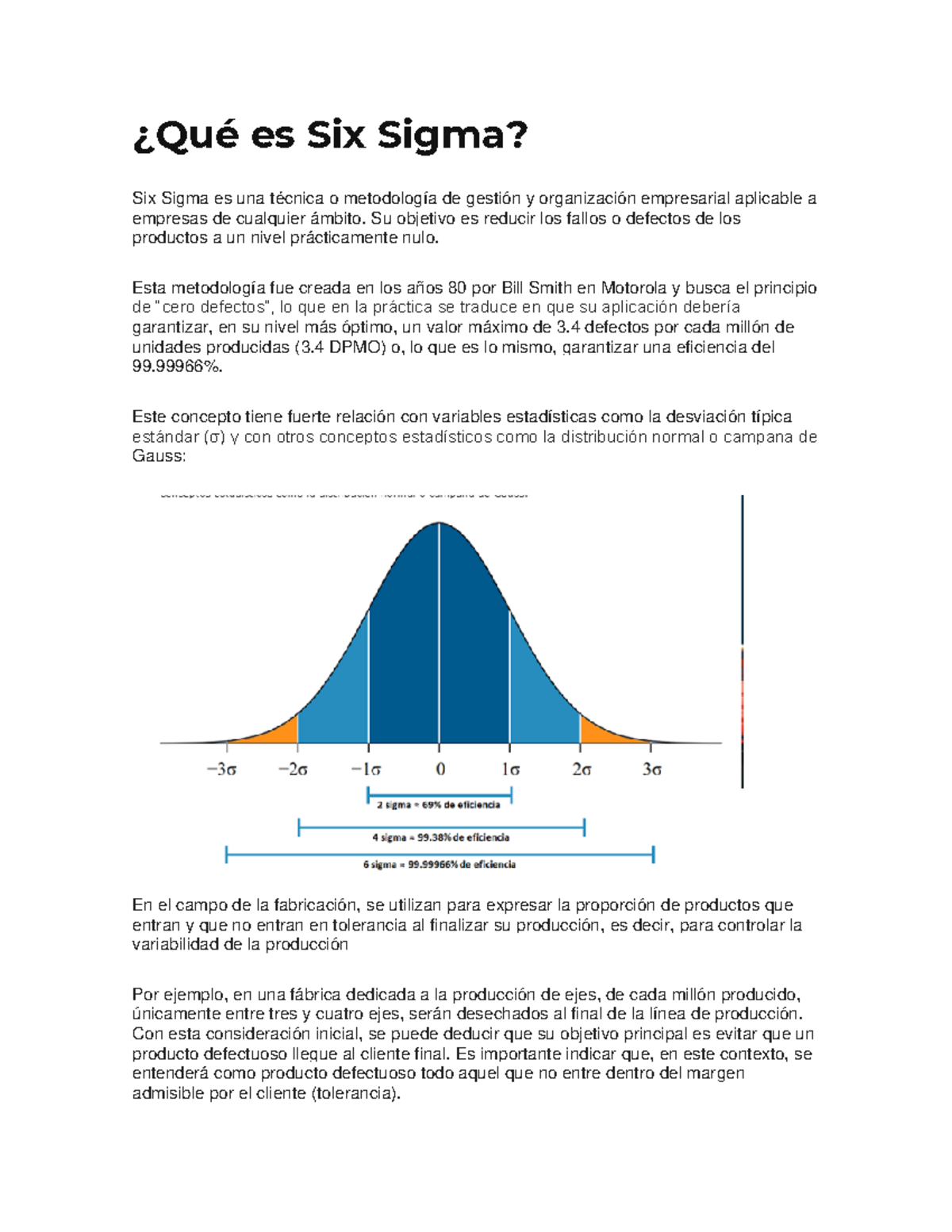 Que es six sigma - apuntes - ¿Qué es Six Sigma? Six Sigma es una ...