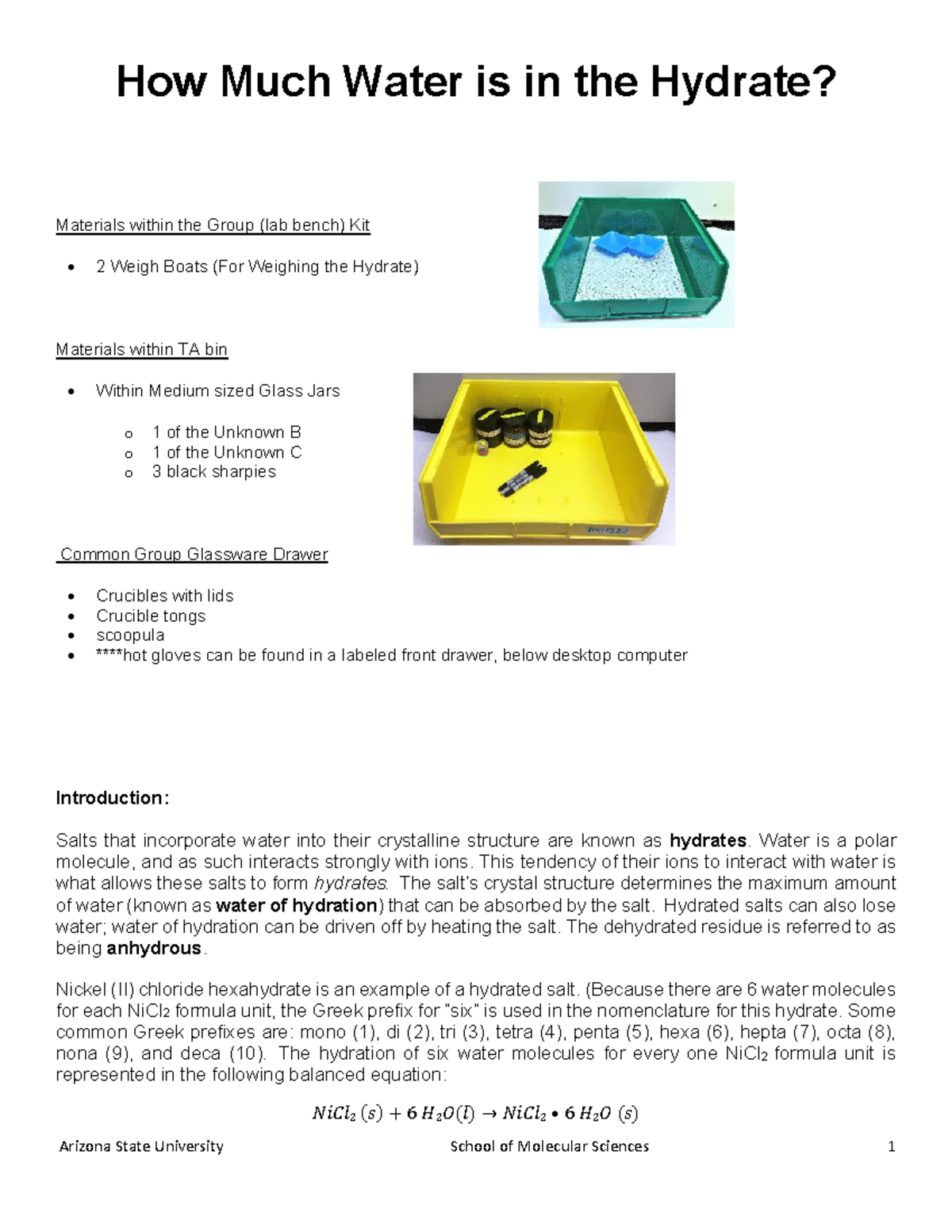 Annotated-How Much Water is in the Hydrate Handout F23 - How Much Water ...