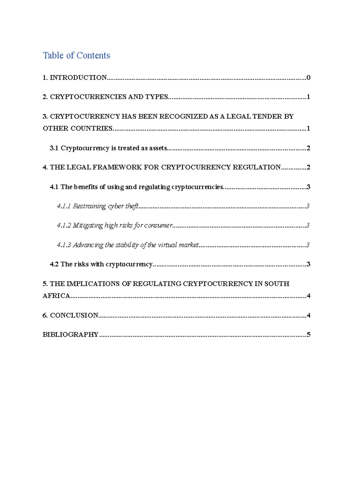 Draft Instrument of payment - Table of Contents 1. - Studocu