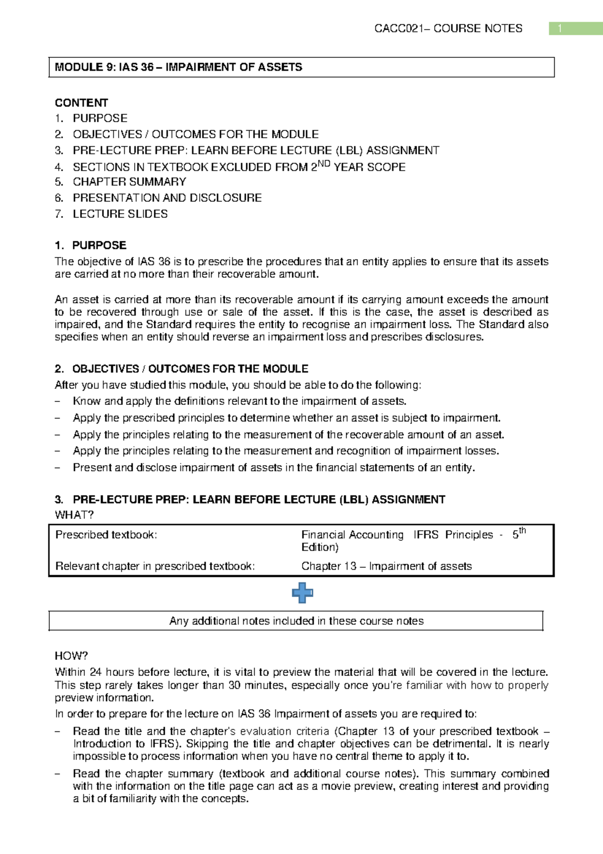 01. Module 7 IAS 36 Impairment of assets (CN) - MODULE 9: IAS 36 ...
