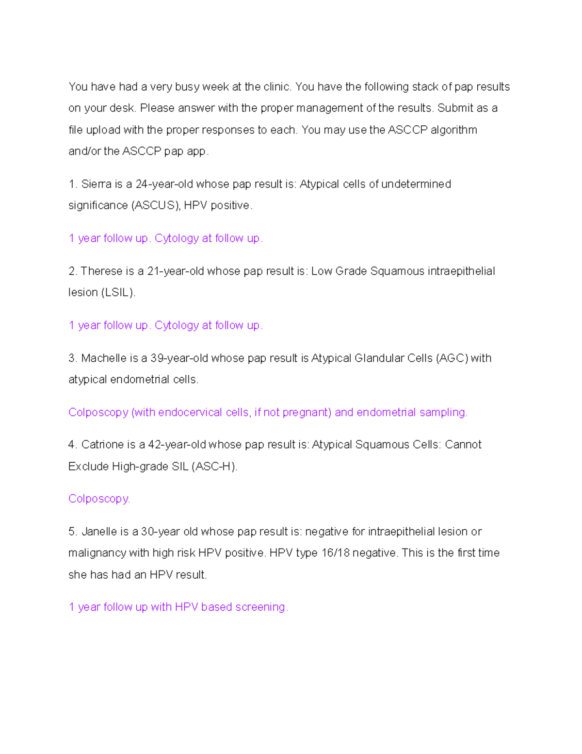 Pap case study - You have had a very busy week at the clinic. You have ...