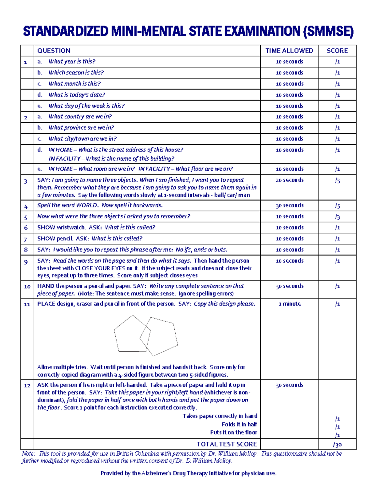 Mini+mental+status+exam - Provided by the Alzheimer’s Drug Therapy ...