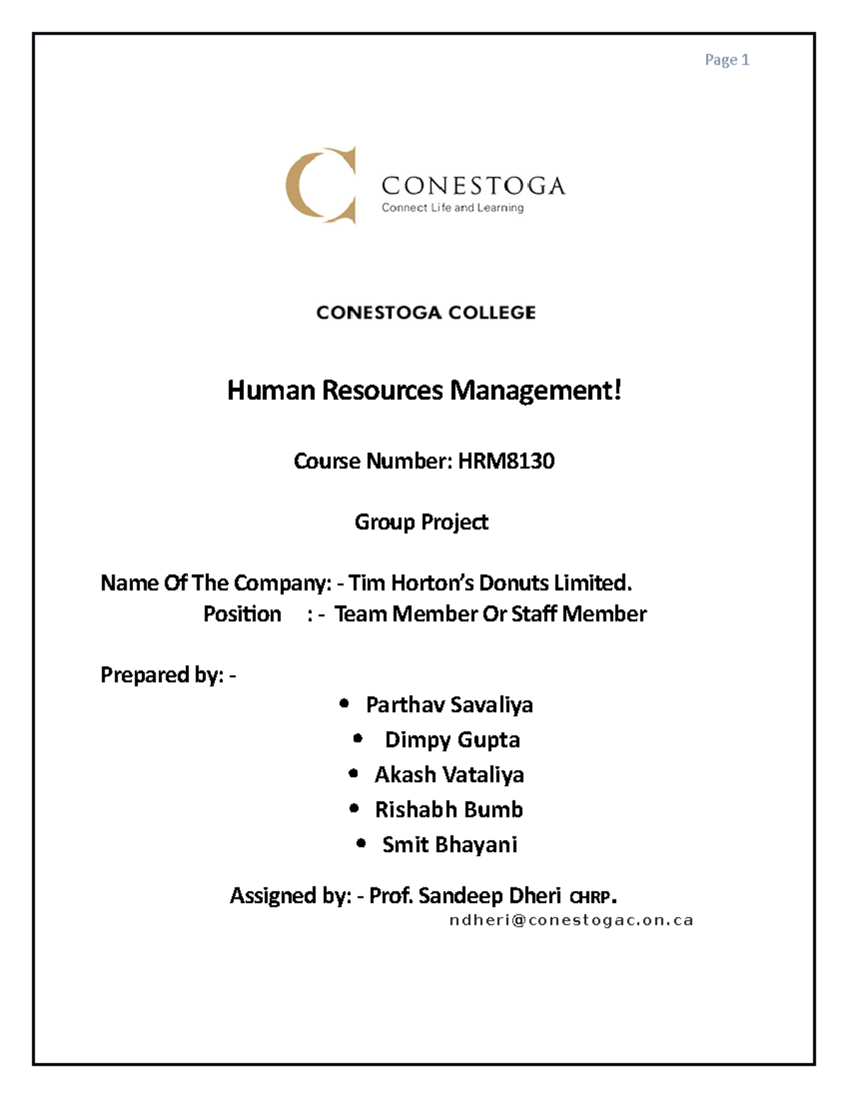 Project - Most important - Human Resources Management! Course Number ...