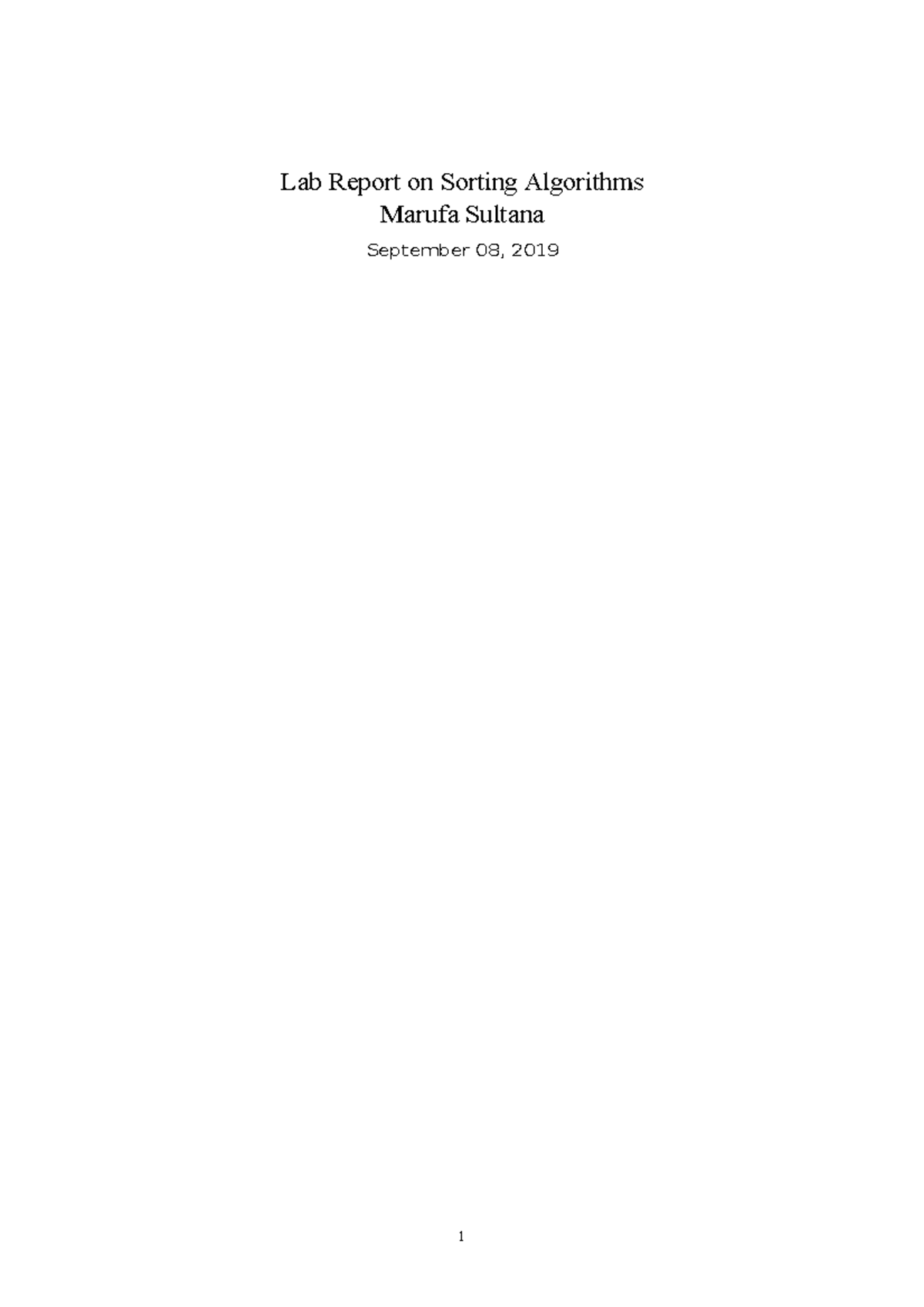 Sorting algorithm and description - 1 Lab Report on Sorting Algorithms ...