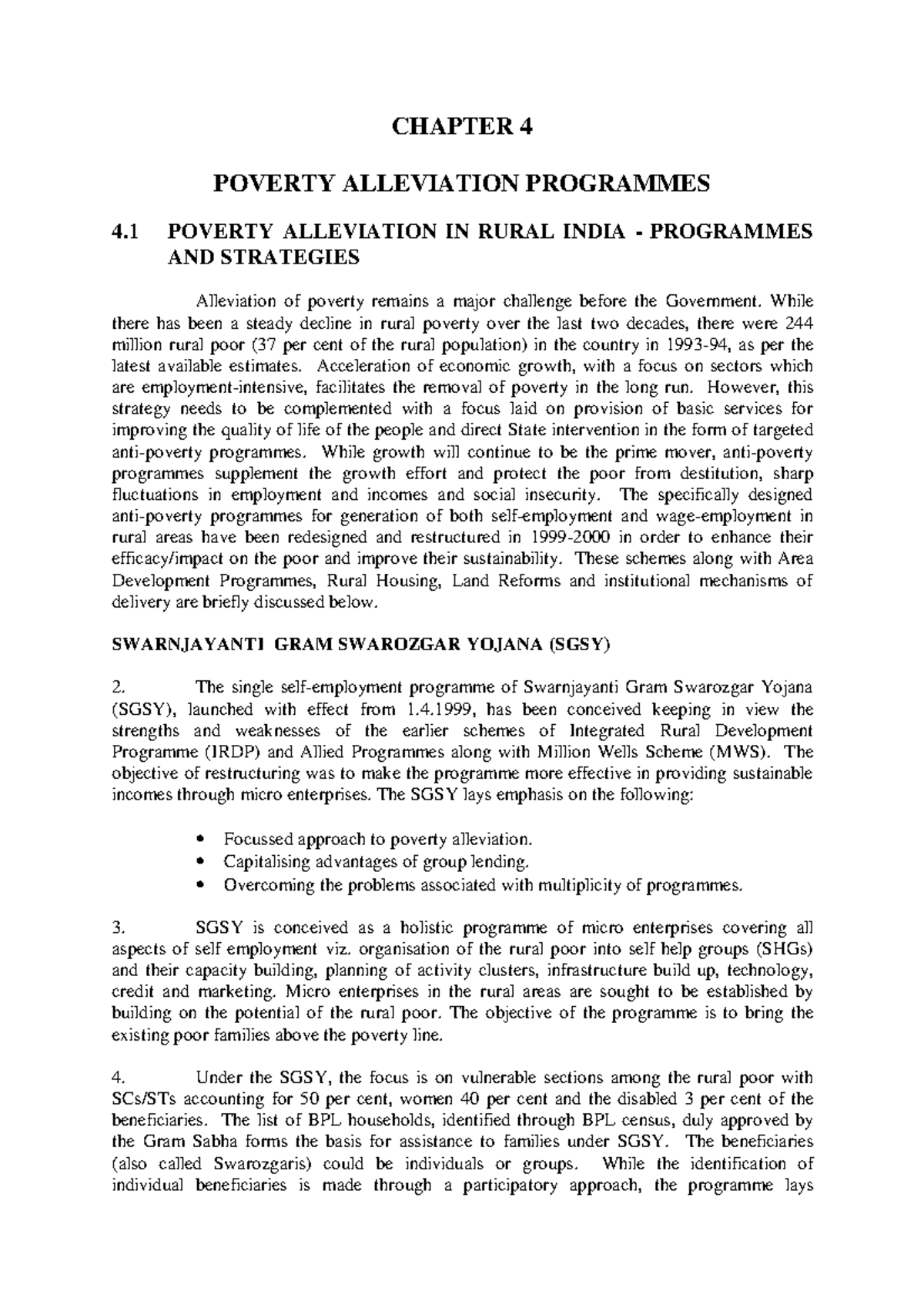 Poverty alleviation-1 - CHAPTER 4 POVERTY ALLEVIATION PROGRAMMES 4 ...