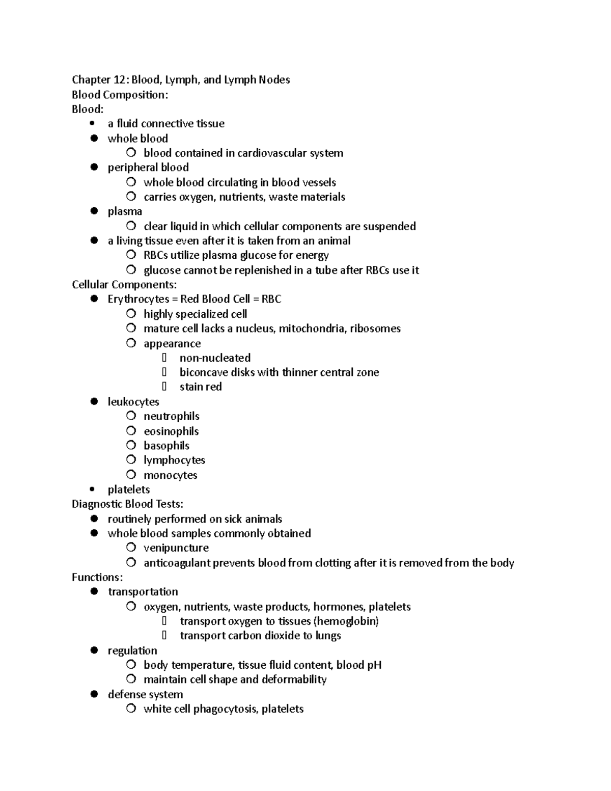 Anatomy Chapter 12 - Blood, Lymph, and Lymph Nodes - Chapter 12: Blood ...