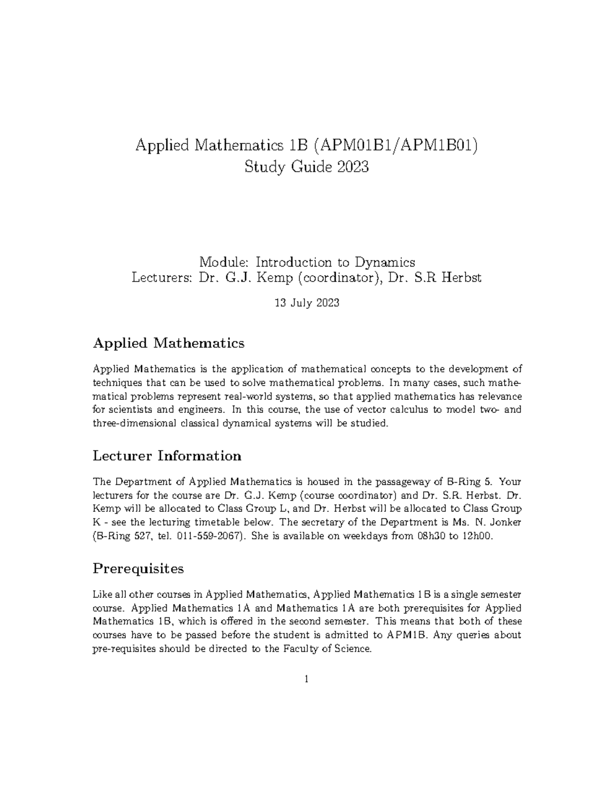 Study Guide 2023APM01B1 - Applied Mathematics 1B (APM01B1/APM1B01) Study Guide 2023 Module ...