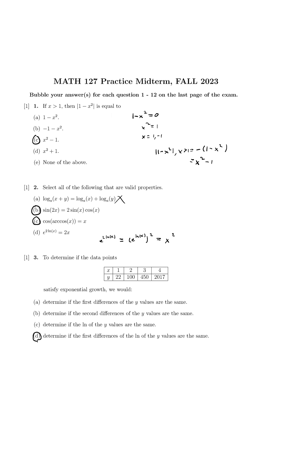 Practice Midterm m127 - Work needed - MATH 127 Practice Midterm, FALL ...